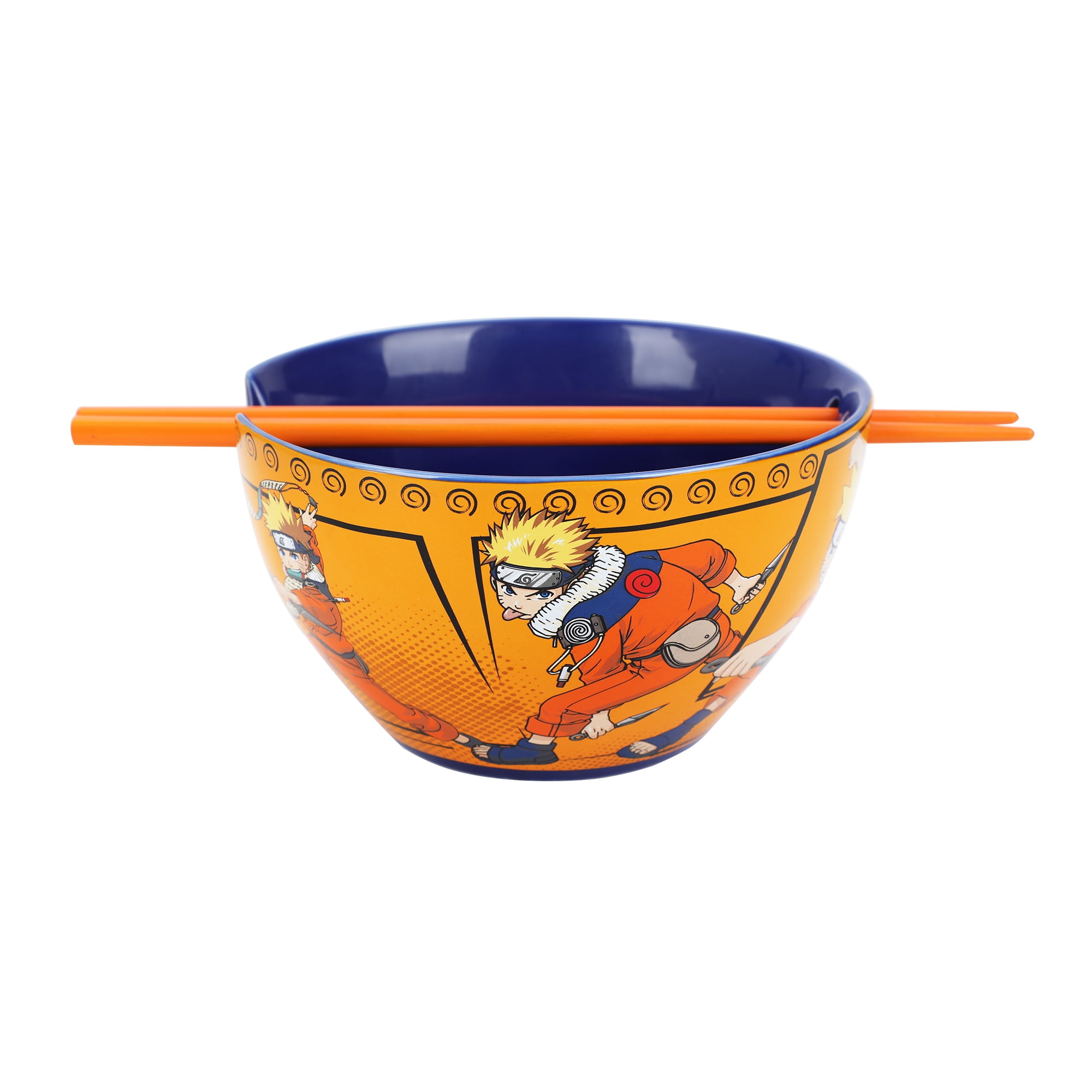 Naruto Anime Ceramic Ramen Bowl with Reusable Plastic Chopsticks ...