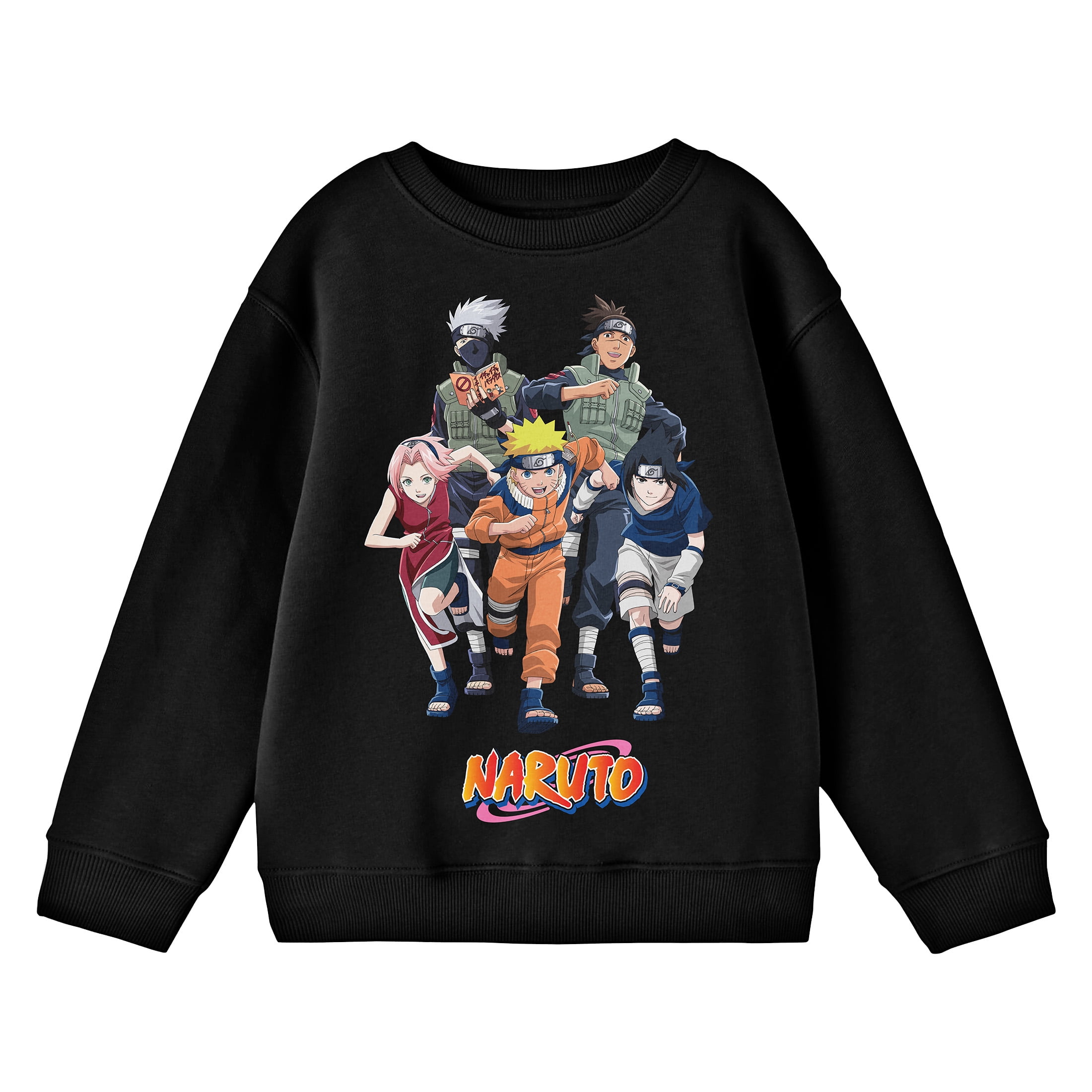 Naruto Classic Character Art and Logo Youth Black Crew Neck Sweatshirt ...