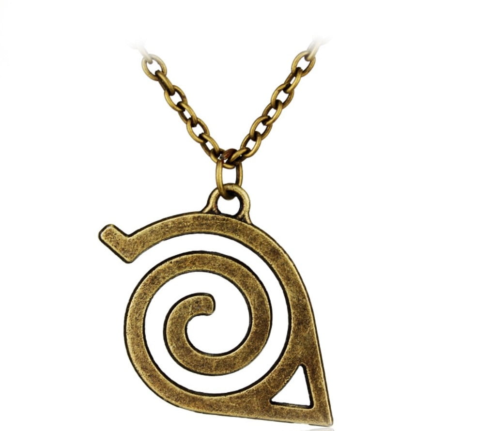 Naruto Anime Hidden Leaf Village Logo Jewelry Necklace with Metal Chain ...