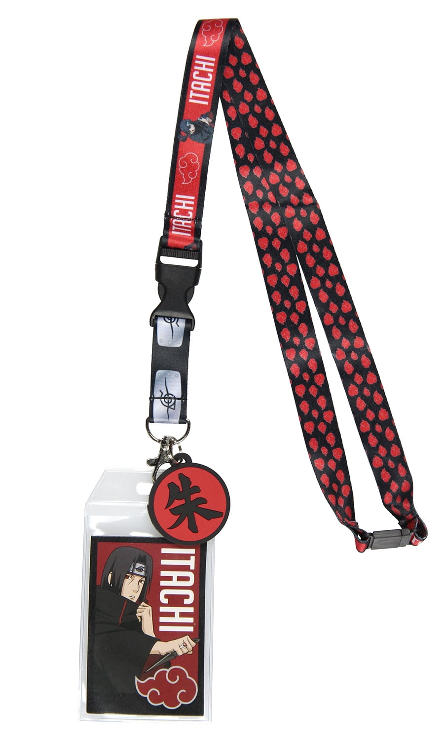 Naruto Itachi Uchiha ID Badge Holder Lanyard w/ 2" Shu Kanji Rubber ...