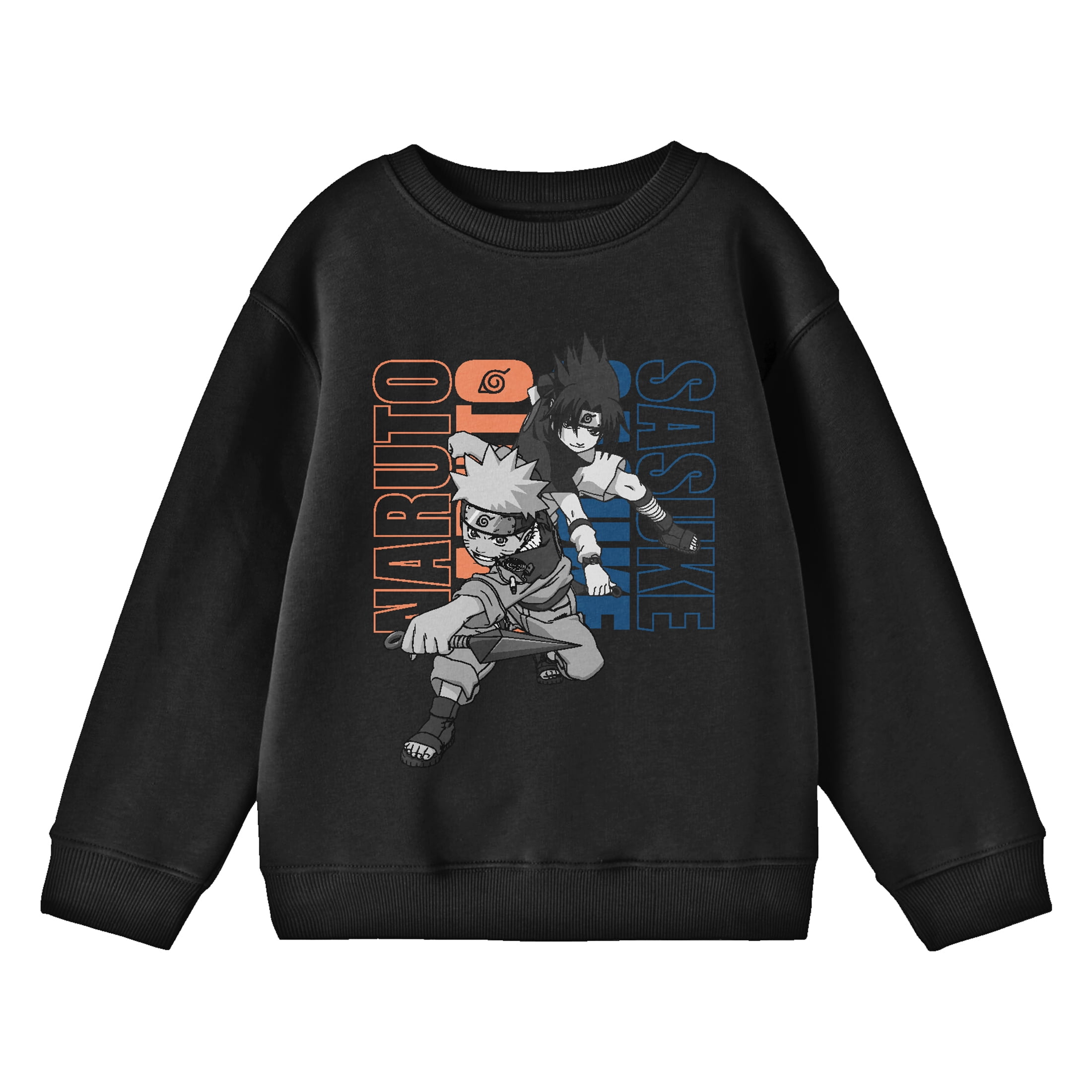 Naruto Kakashi & Sasuke Crew Neck Long Sleeve Youth Black Sweatshirt ...