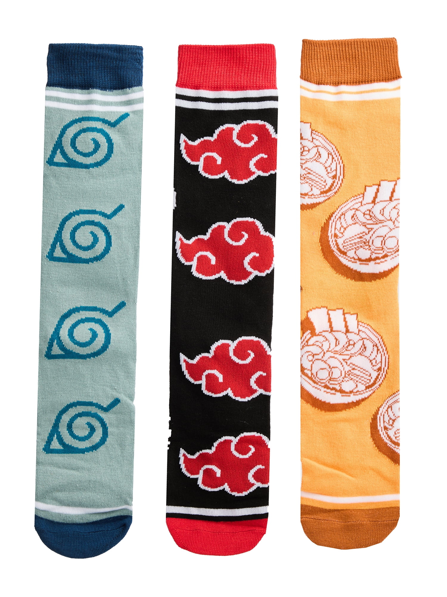 Naruto Men's Crew Socks 3-Pack Ninja Imagery Comfort Fit - Walmart.com