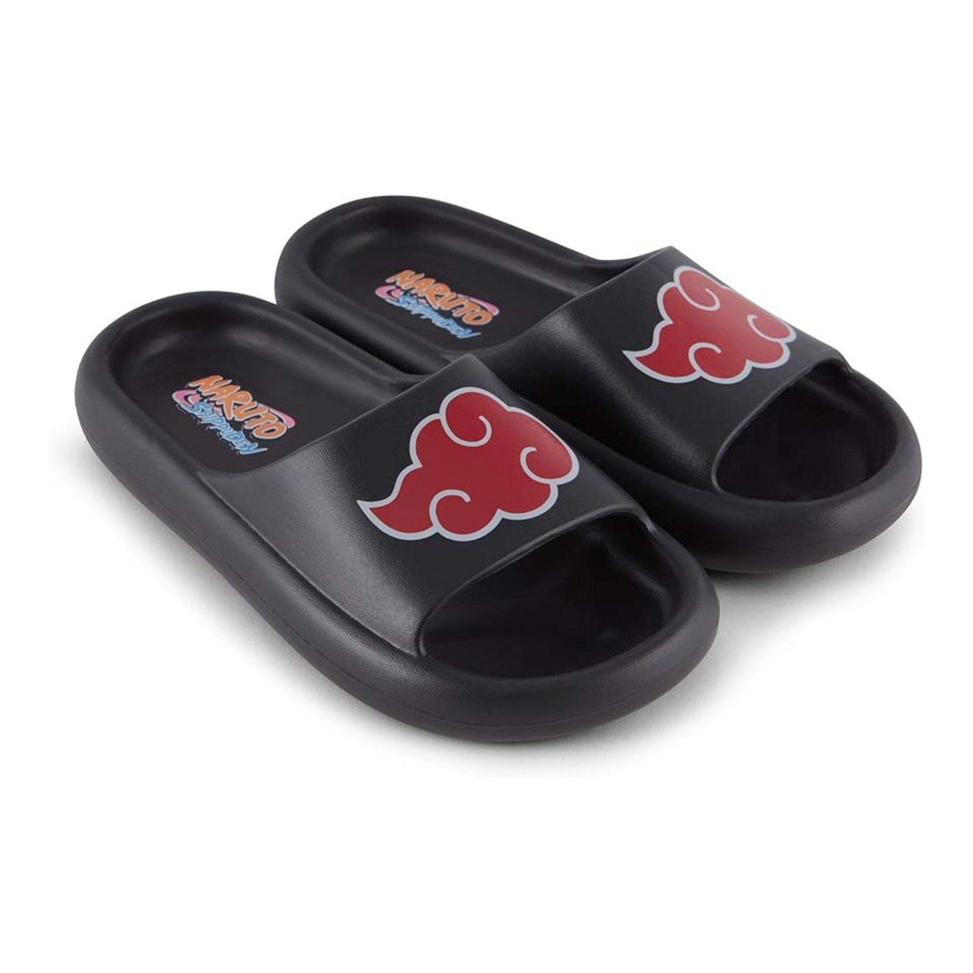 Naruto Mens Slides, Comfort Foam Naruto Slip On Slides Slippers Black ...