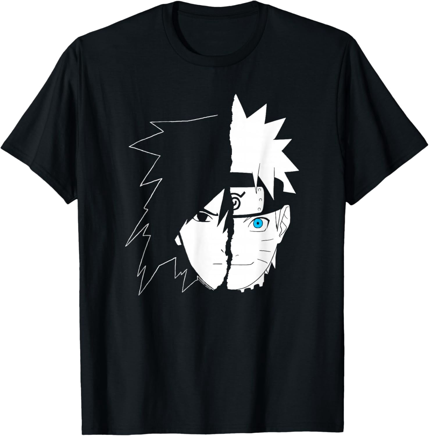 Naruto Sasuke Split Face Anime T-Shirt - Walmart.com