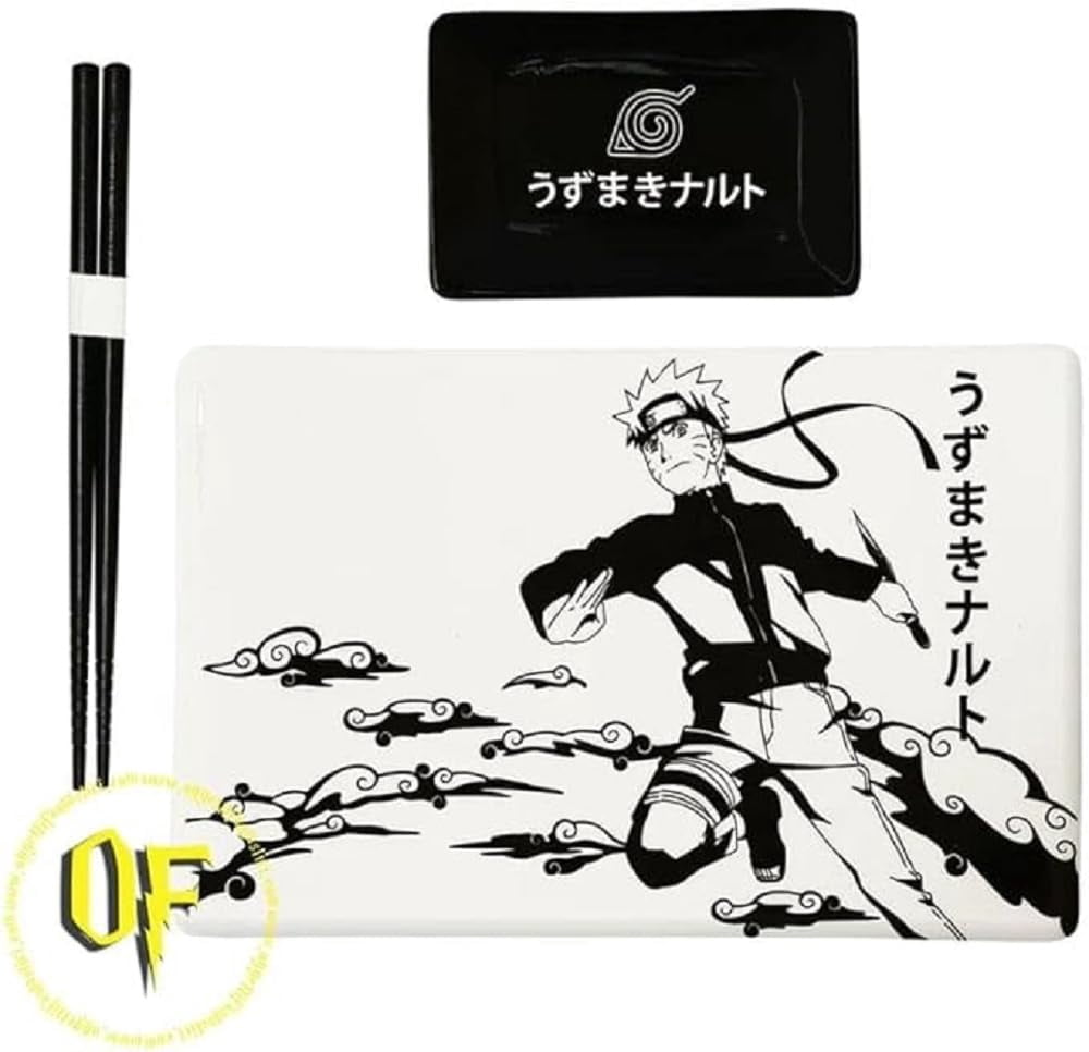 Naruto Shippuden 3-Piece Japanese Dinnerware Ceramic Sushi Set Kitchen ...