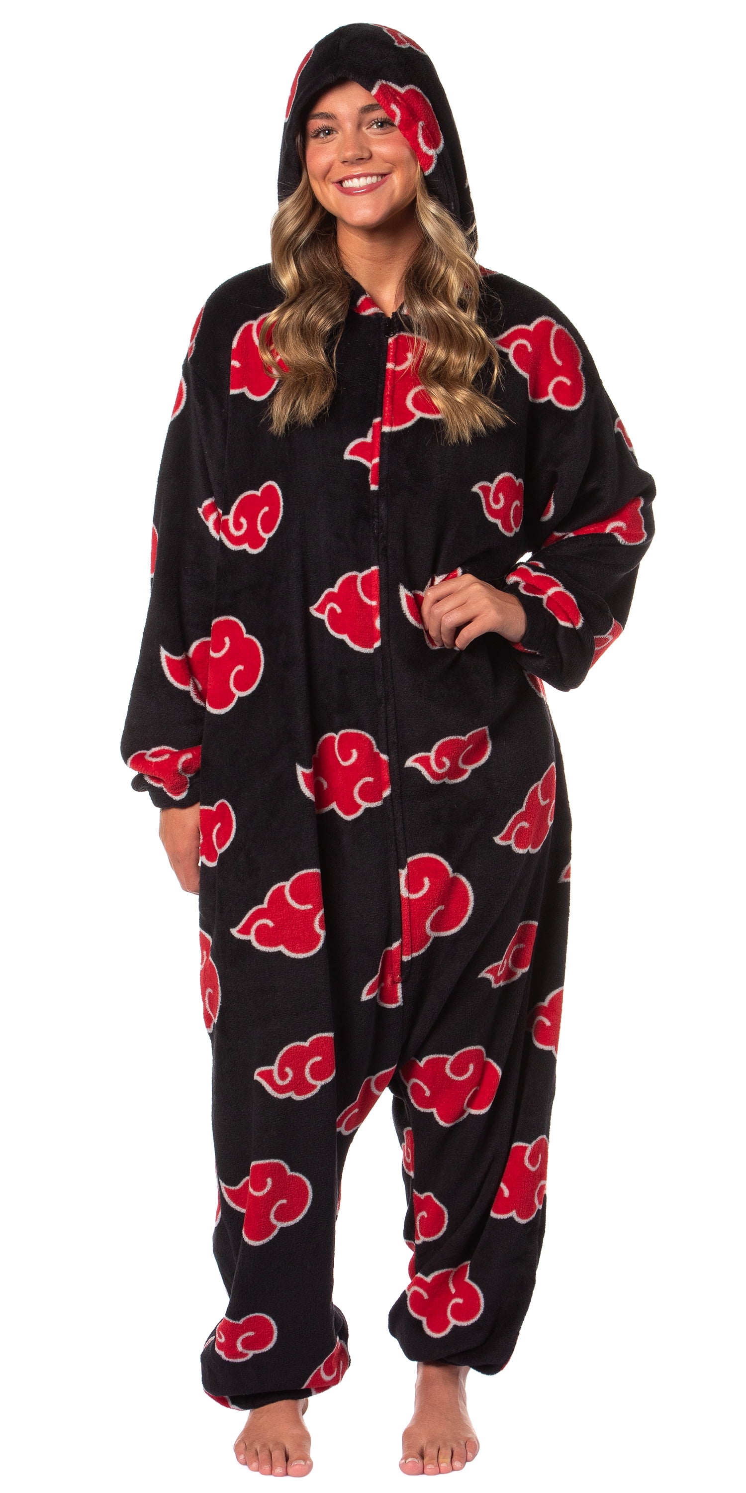 Naruto Shippuden Akatsuki Red Clouds Shinobi Anime Adult Kigurumi One ...
