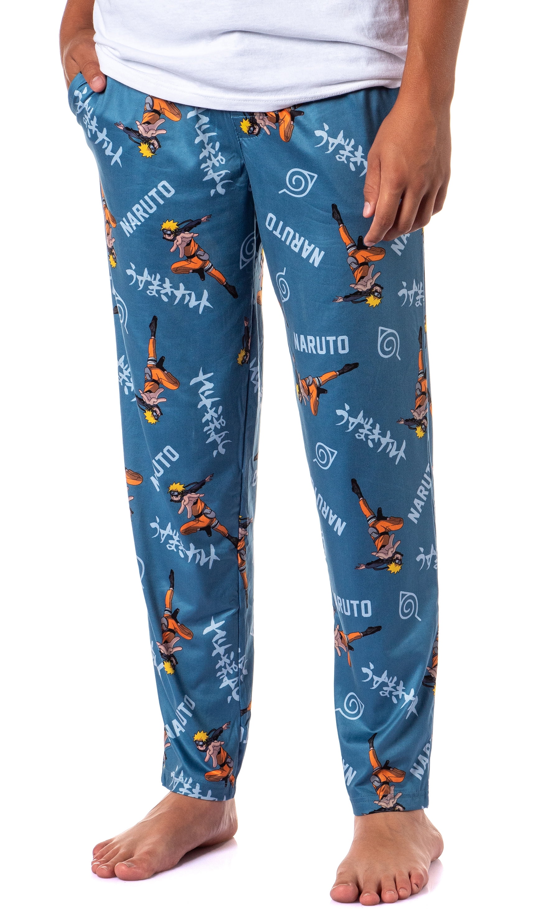 Naruto Shippuden Anime Cartoon Mens Blue All Over Print Sleep Pajama ...