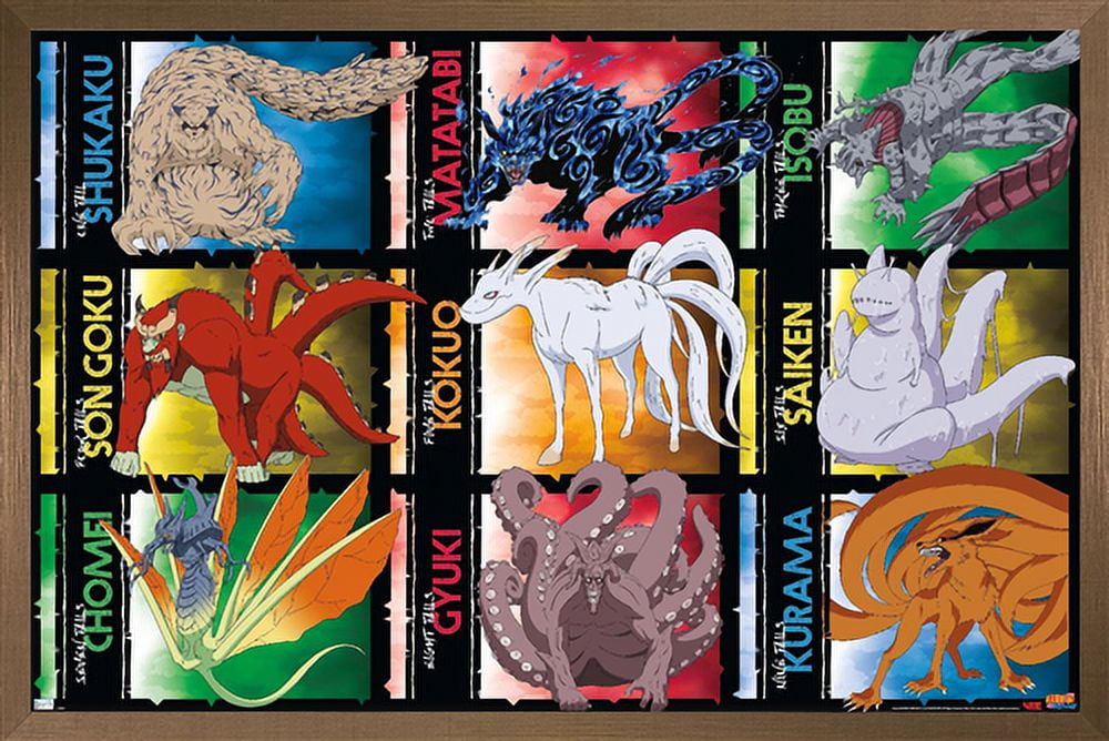 Naruto Shippuden - Biju Grid Wall Poster, 22.375" x 34" Framed ...
