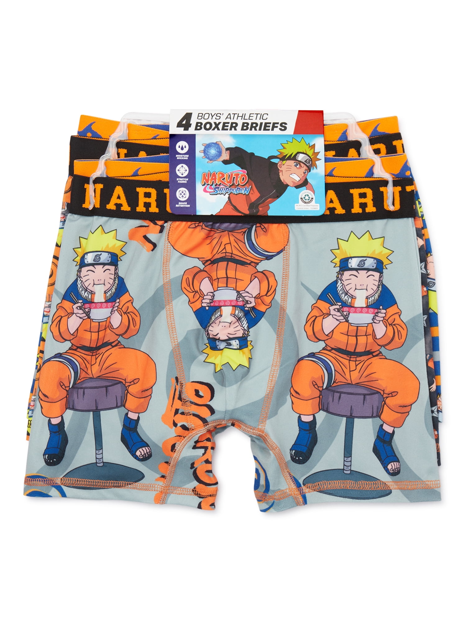 Naruto Shippuden Boys Allover Print Boxer Briefs, 4-Pack, Sizes XS-XL ...