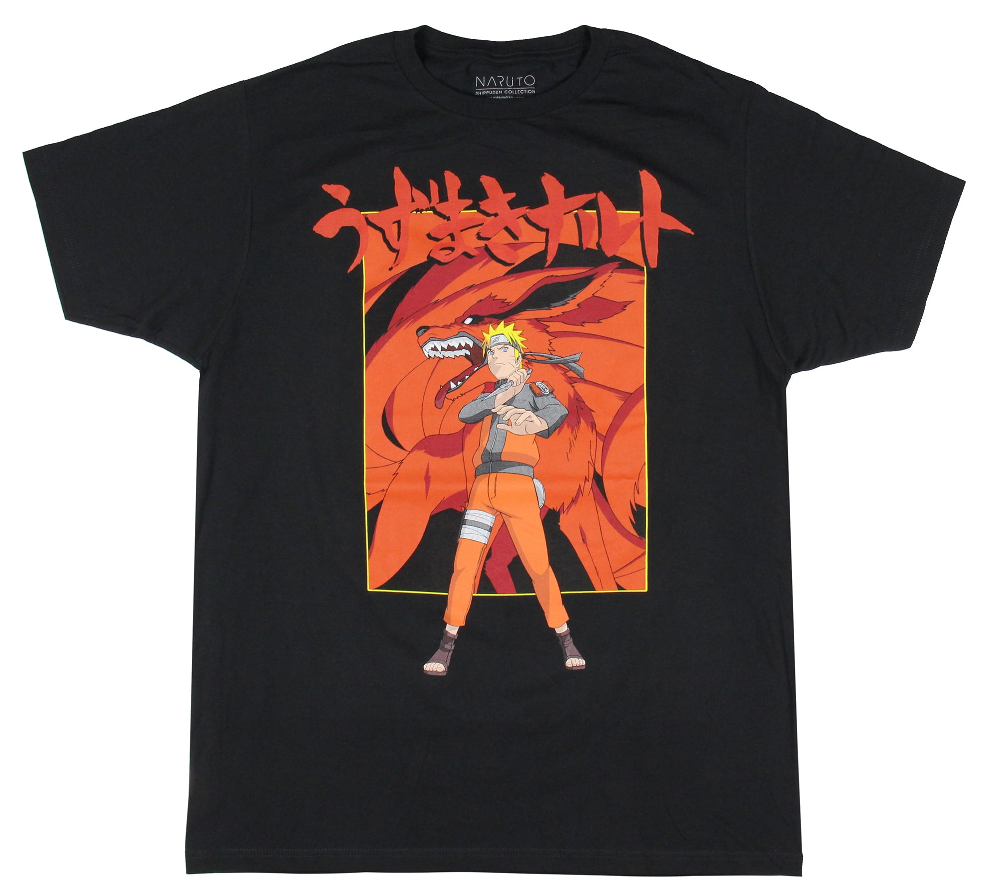 Naruto Shippuden Men's Graphic Tee: Naruto Against 9-Tail Beast Kurama ...