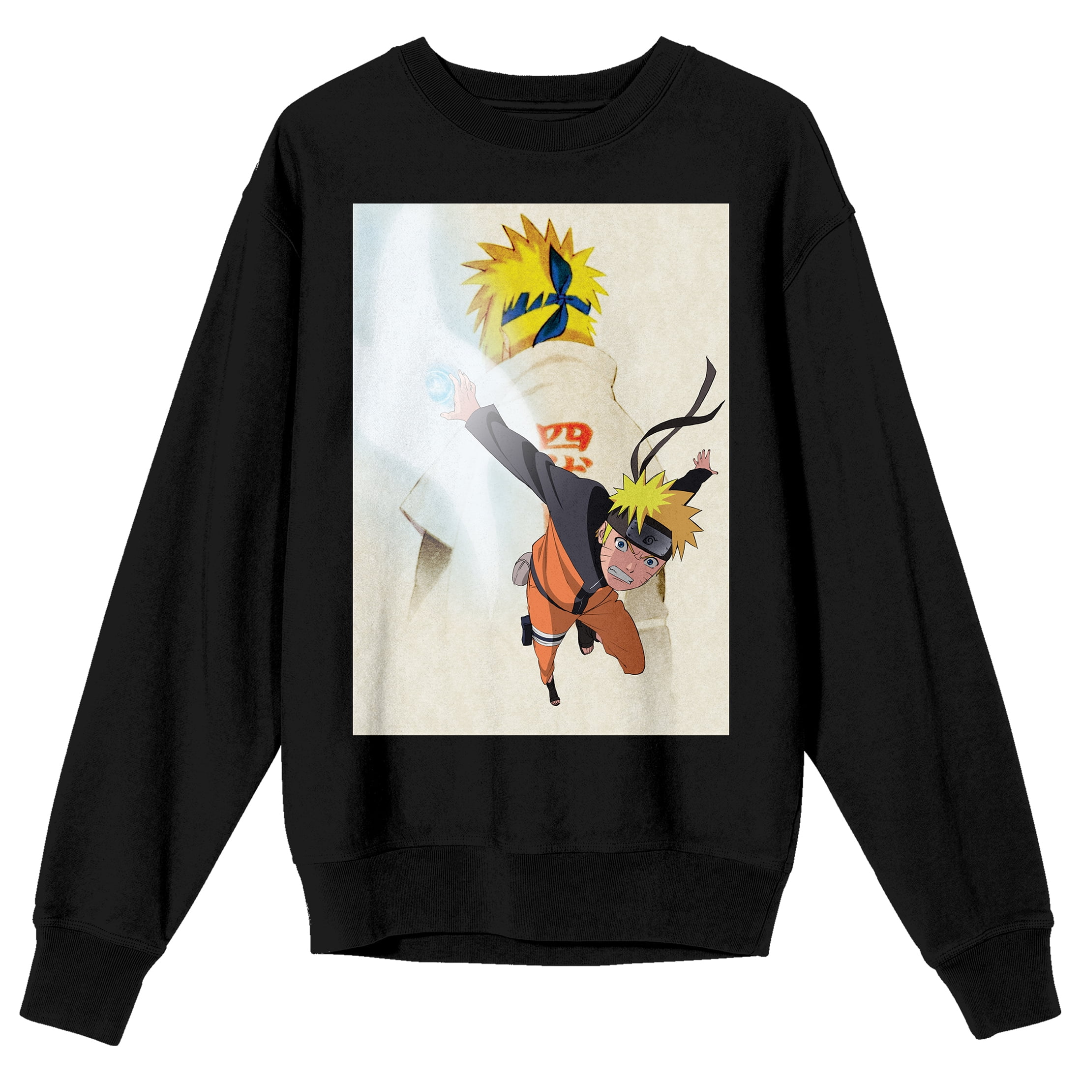 Naruto Shippuden Naruto Cover Art Crew Neck Long Sleeve Black Adult ...