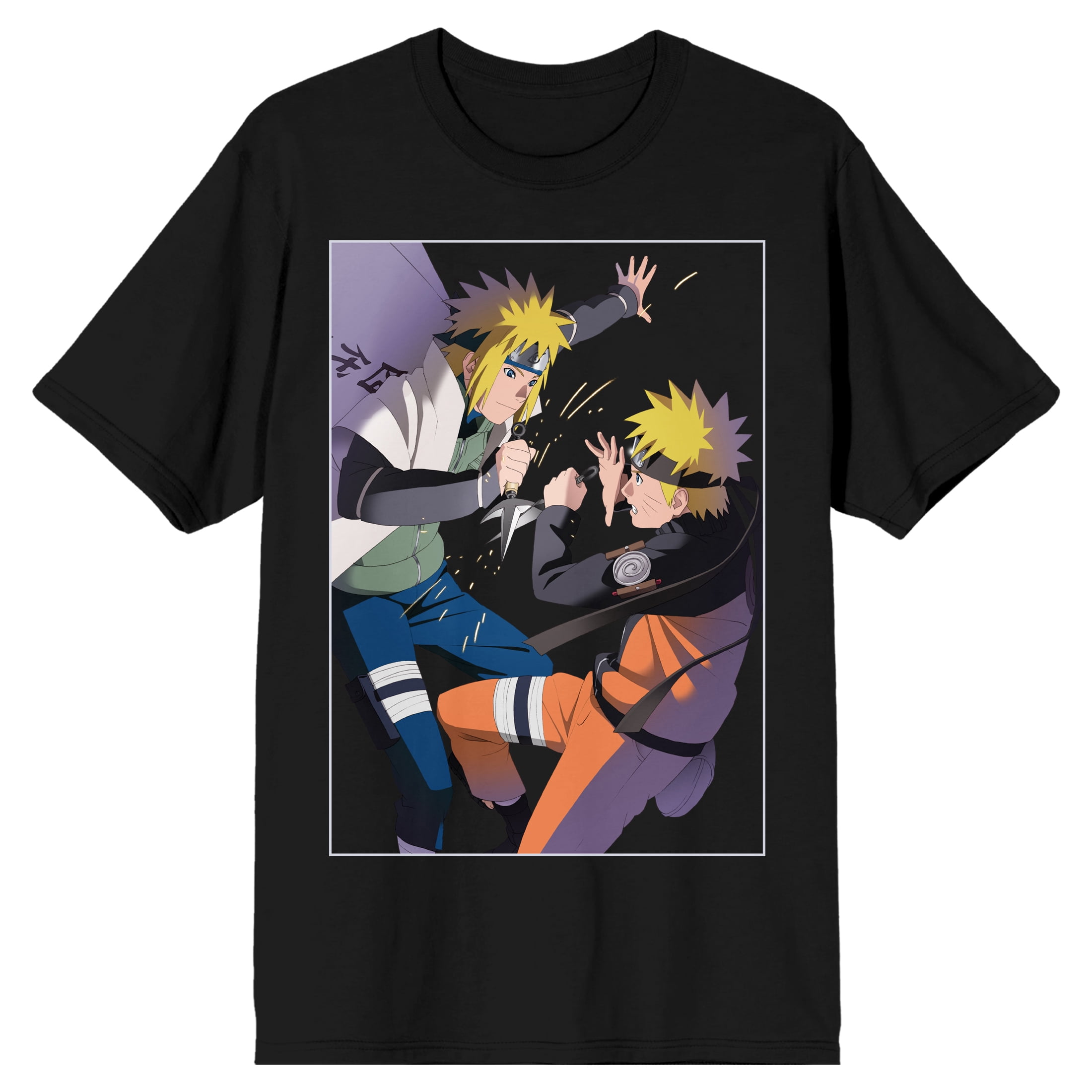 Naruto Shippuden Naruto & Minato Cover Art Men's Black Crew Neck Short ...