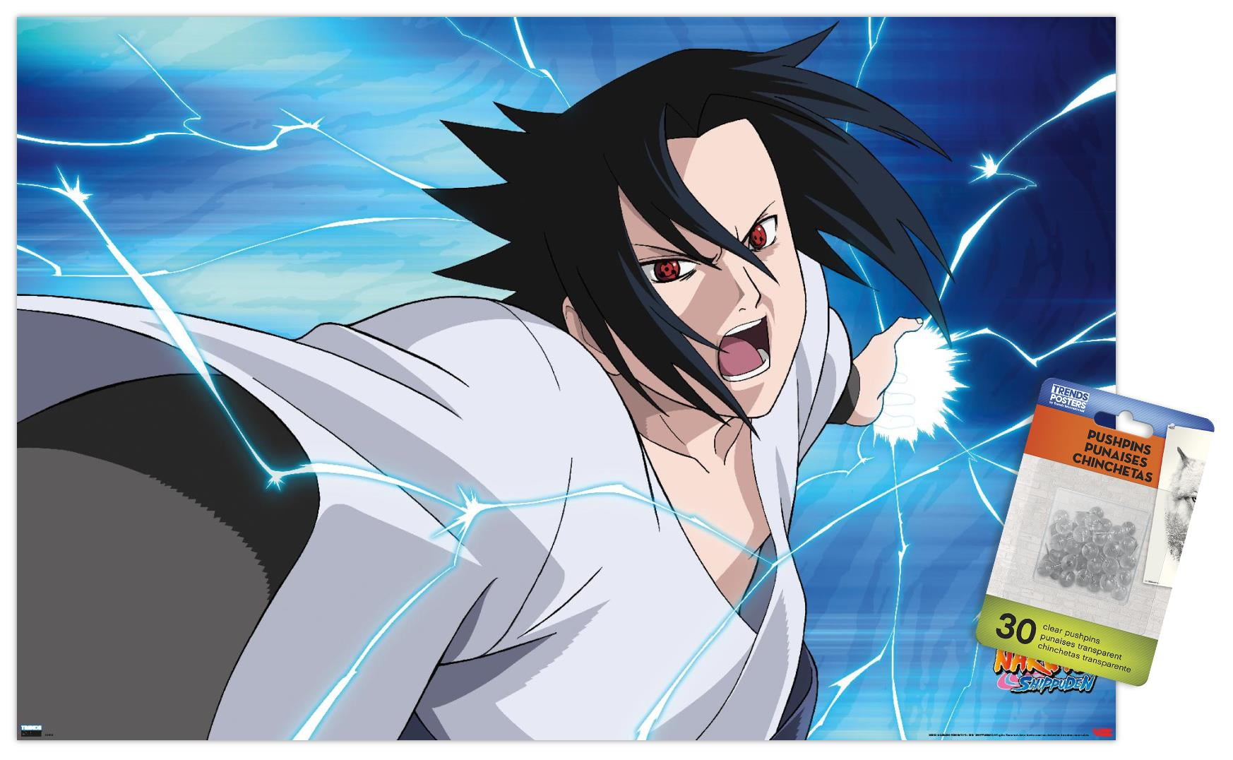 Naruto Shippuden - Sasuke Wall Poster with Push Pins, 14.725" x 22.375 ...