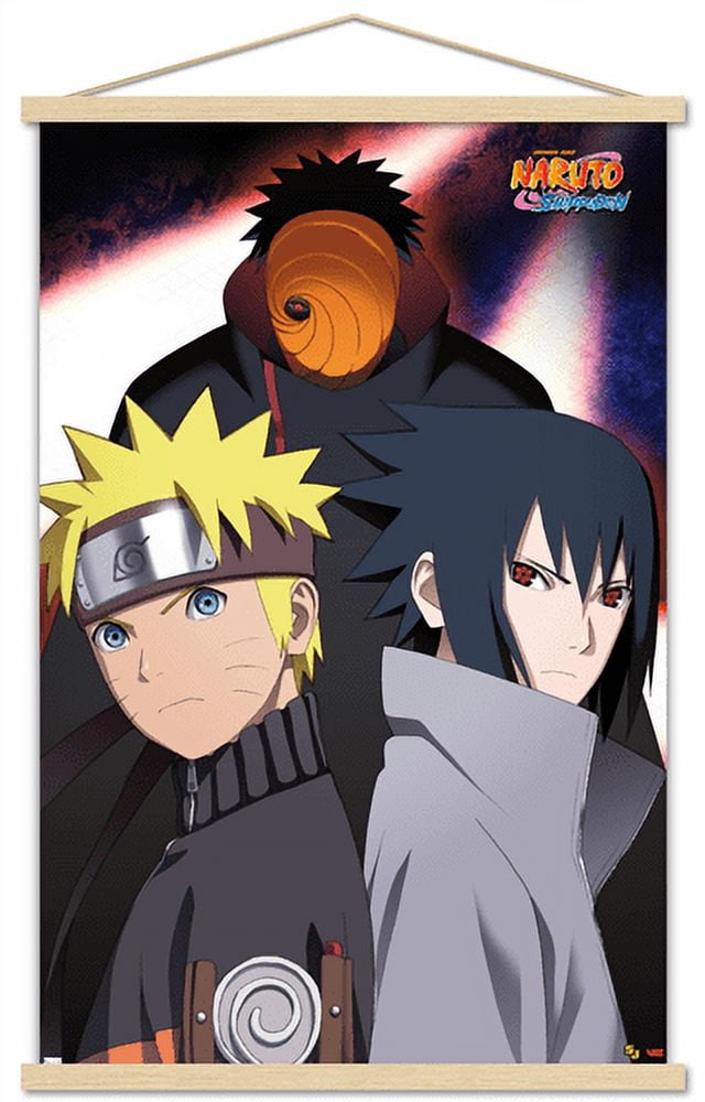 Naruto - Trio Wall Poster with Wooden Magnetic Frame, 22.375" x 34 ...