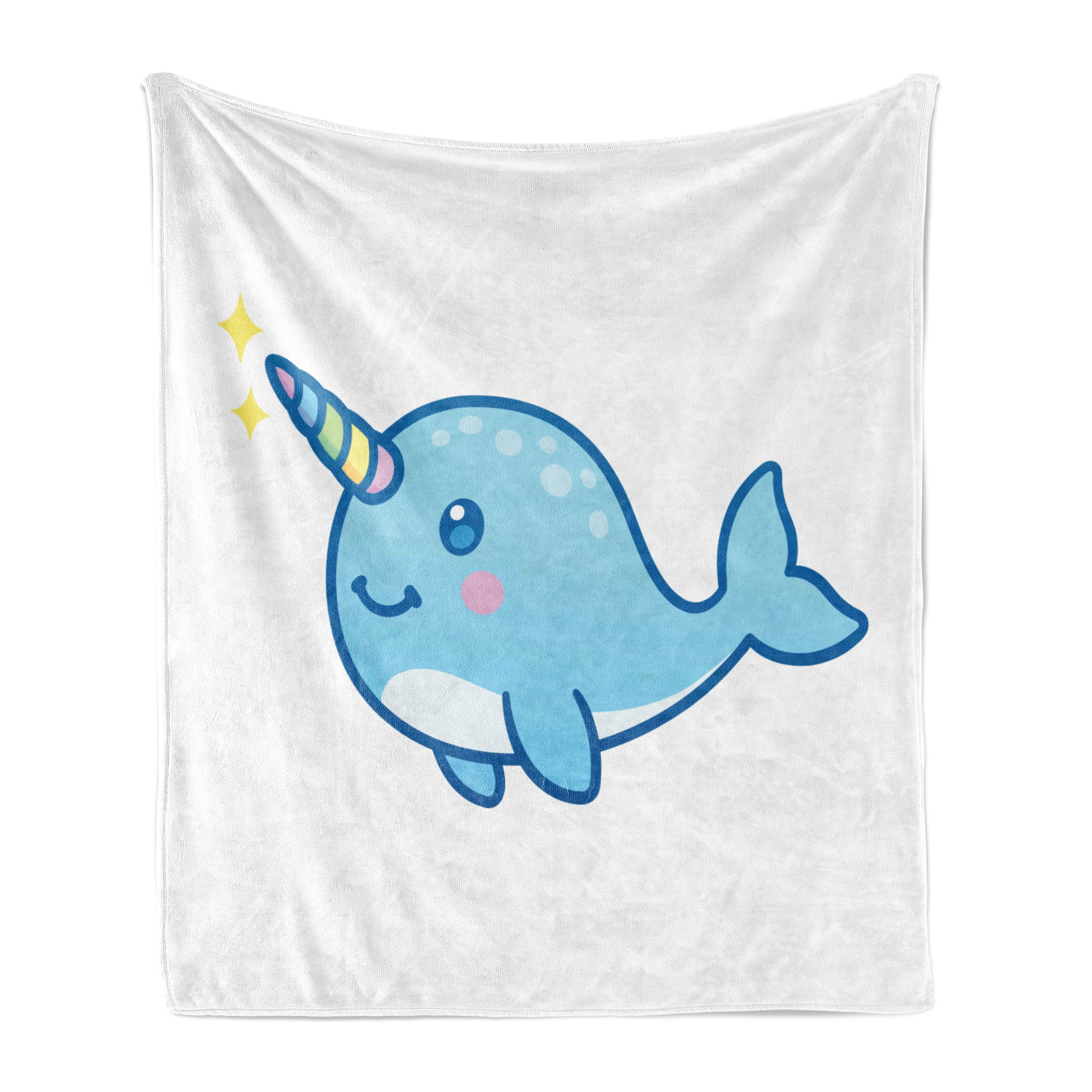 Narwhal Soft Flannel Fleece Throw Blanket, Cartoon Drawing Style Whale ...