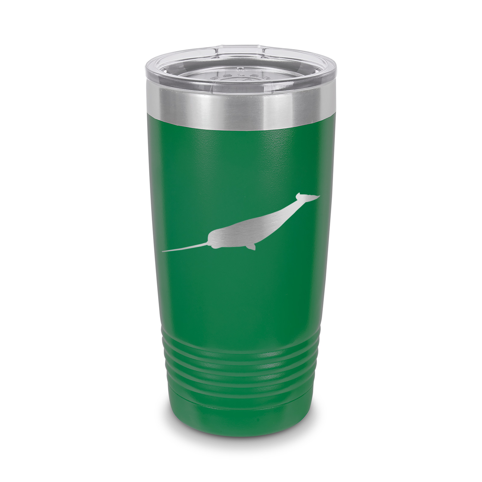 Narwhal Tumbler 20 oz - Laser Engraved w/ Clear Lid - Stainless Steel ...
