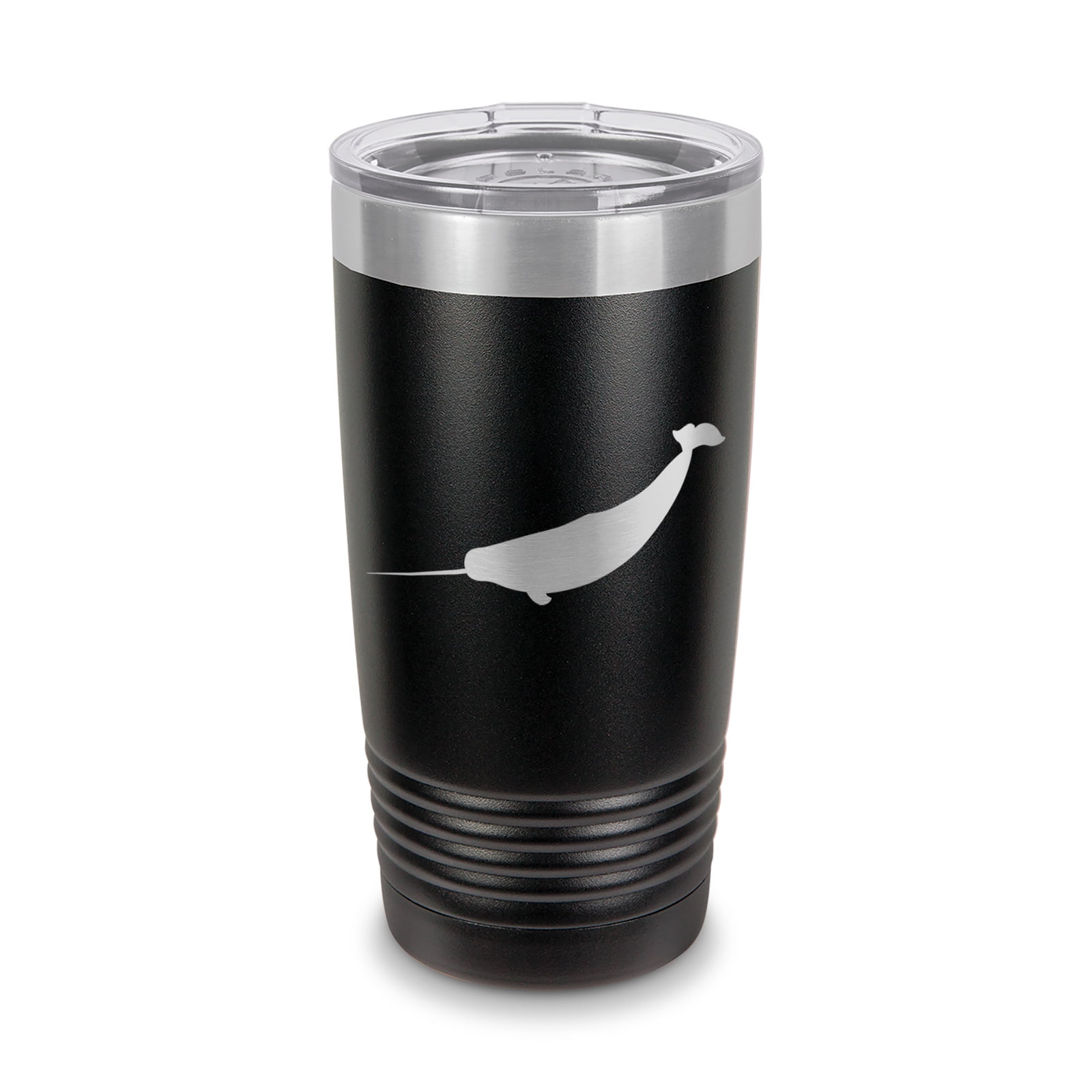 Narwhal Tumbler 20 oz - Laser Engraved w/ Clear Lid - Stainless Steel ...