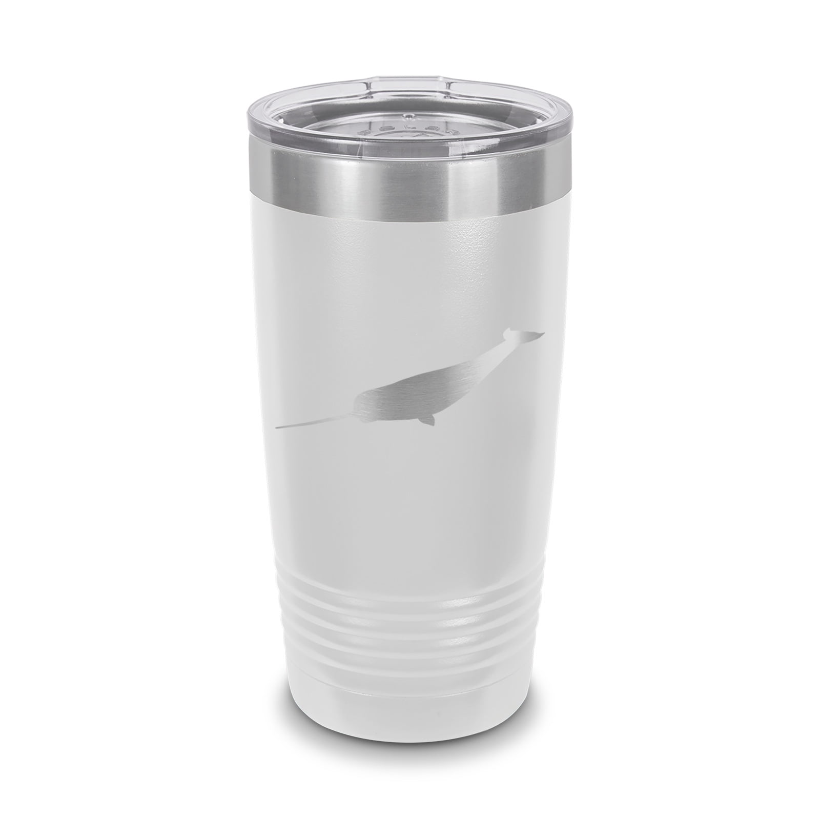 Narwhal Tumbler 20 oz - Laser Engraved w/ Clear Lid - Stainless Steel ...