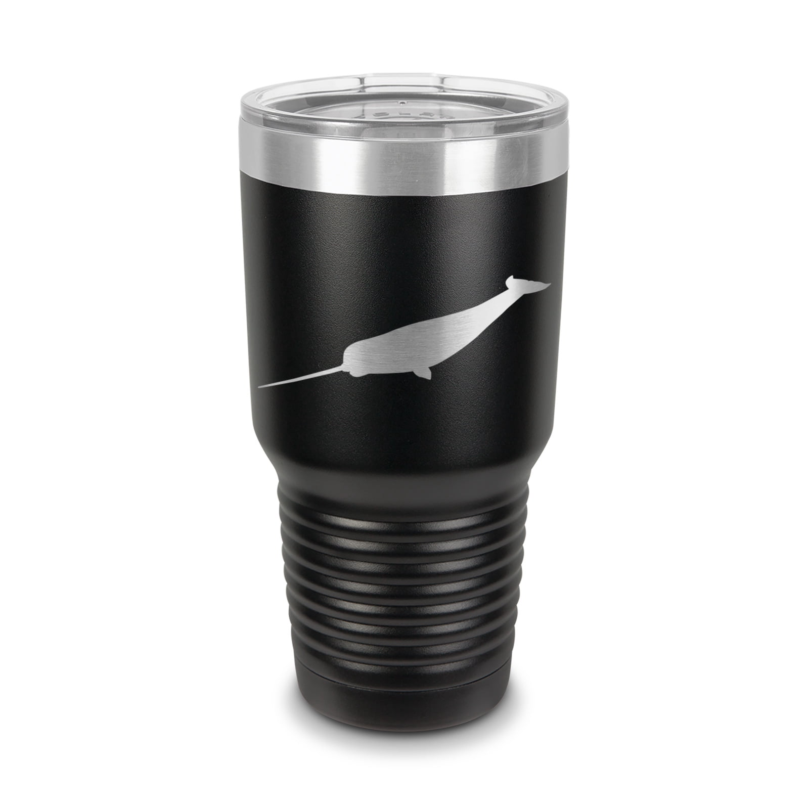 Narwhal Tumbler 30 oz - Laser Engraved w/ Clear Lid - Stainless Steel ...