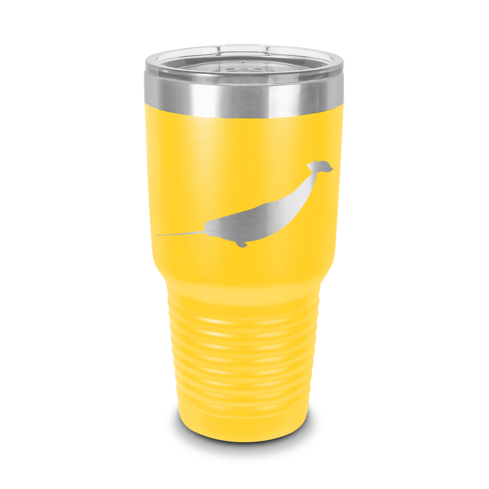 Narwhal Tumbler 30 oz - Laser Engraved w/ Clear Lid - Stainless Steel ...