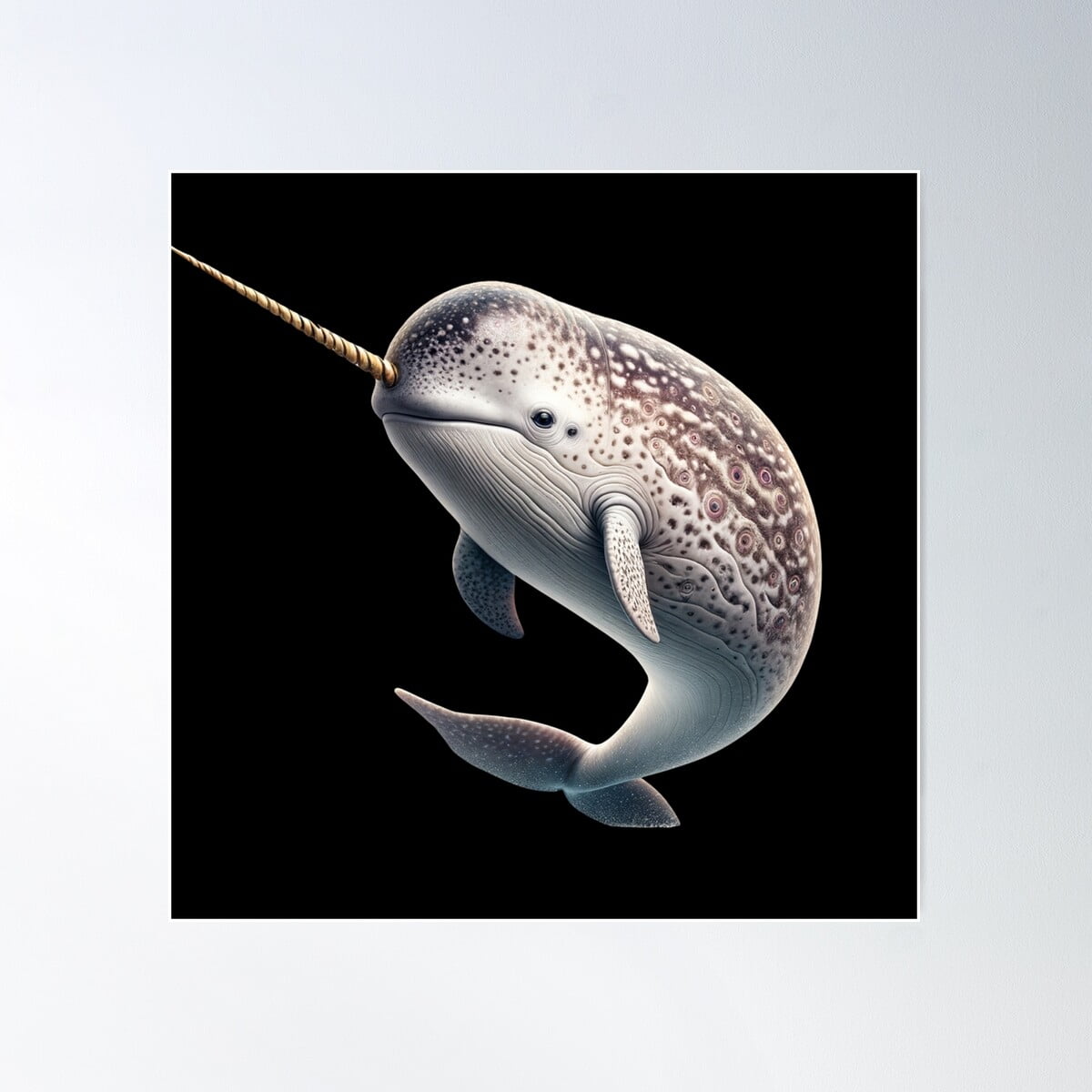 Narwhal Whale Design Ocean Animal Sea Unicorn Tee Poster Wall Art ...