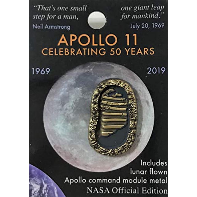 Nasa Apollo 11 Foot Prints 50th Anniversary Lapel Pin Contains Flown ...