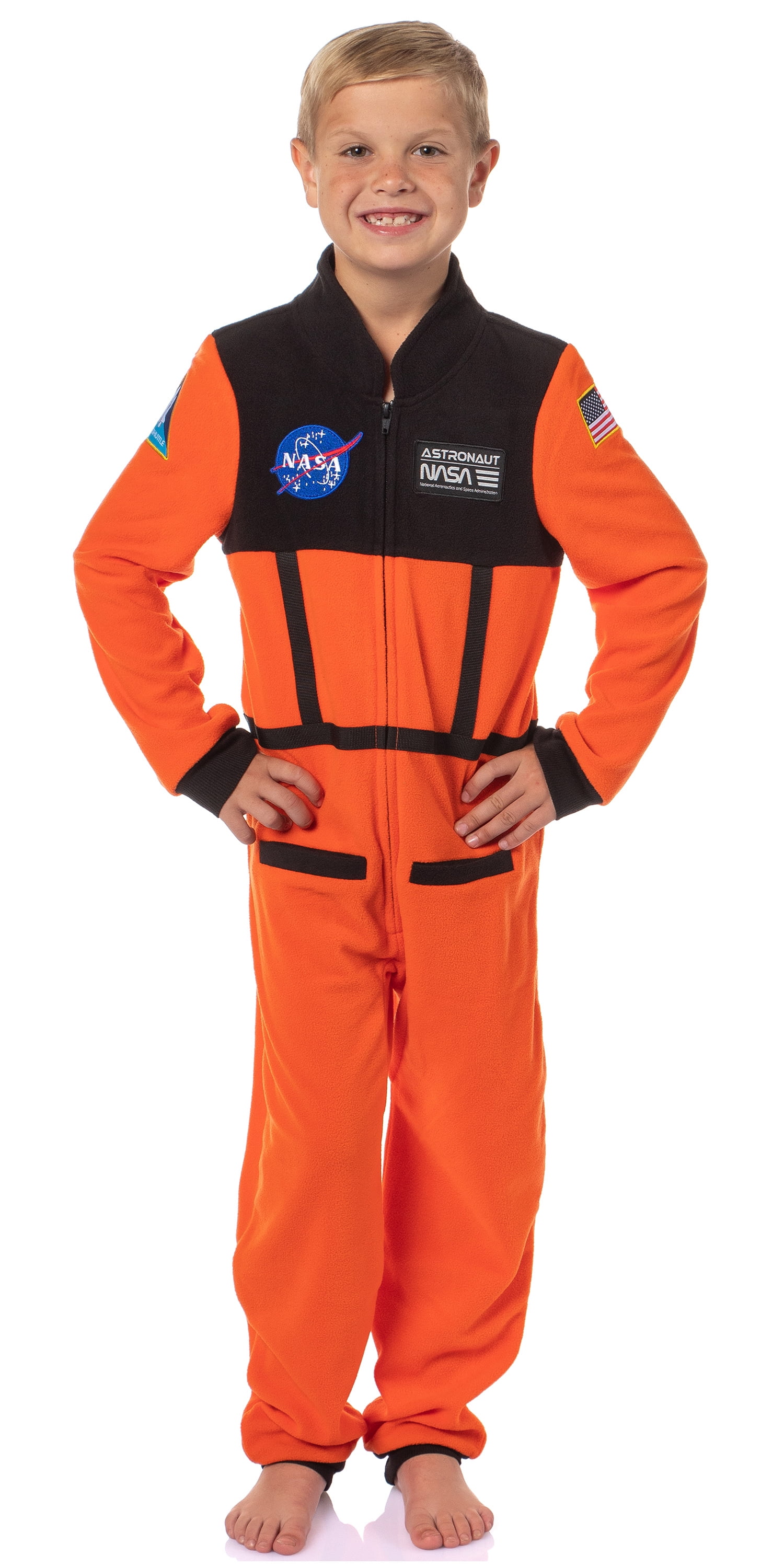 Nasa Boys' Space Shuttle Astronaut Meatball Patch One Piece Space Suit Costume Pajama Sleep Set ...