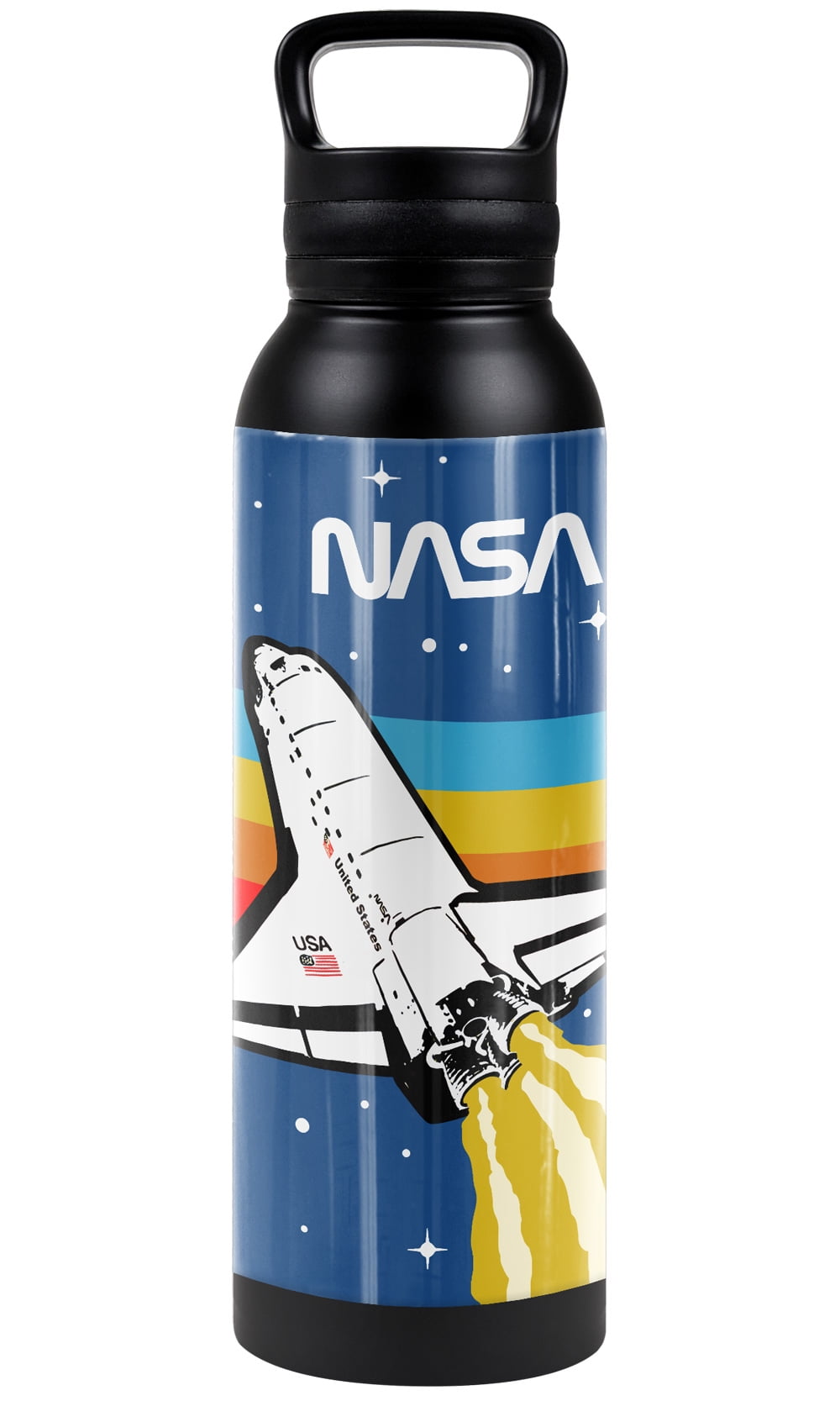 Nasa Logo Over Space Shuttle With Rainbow 24 oz Insulated Canteen Water ...