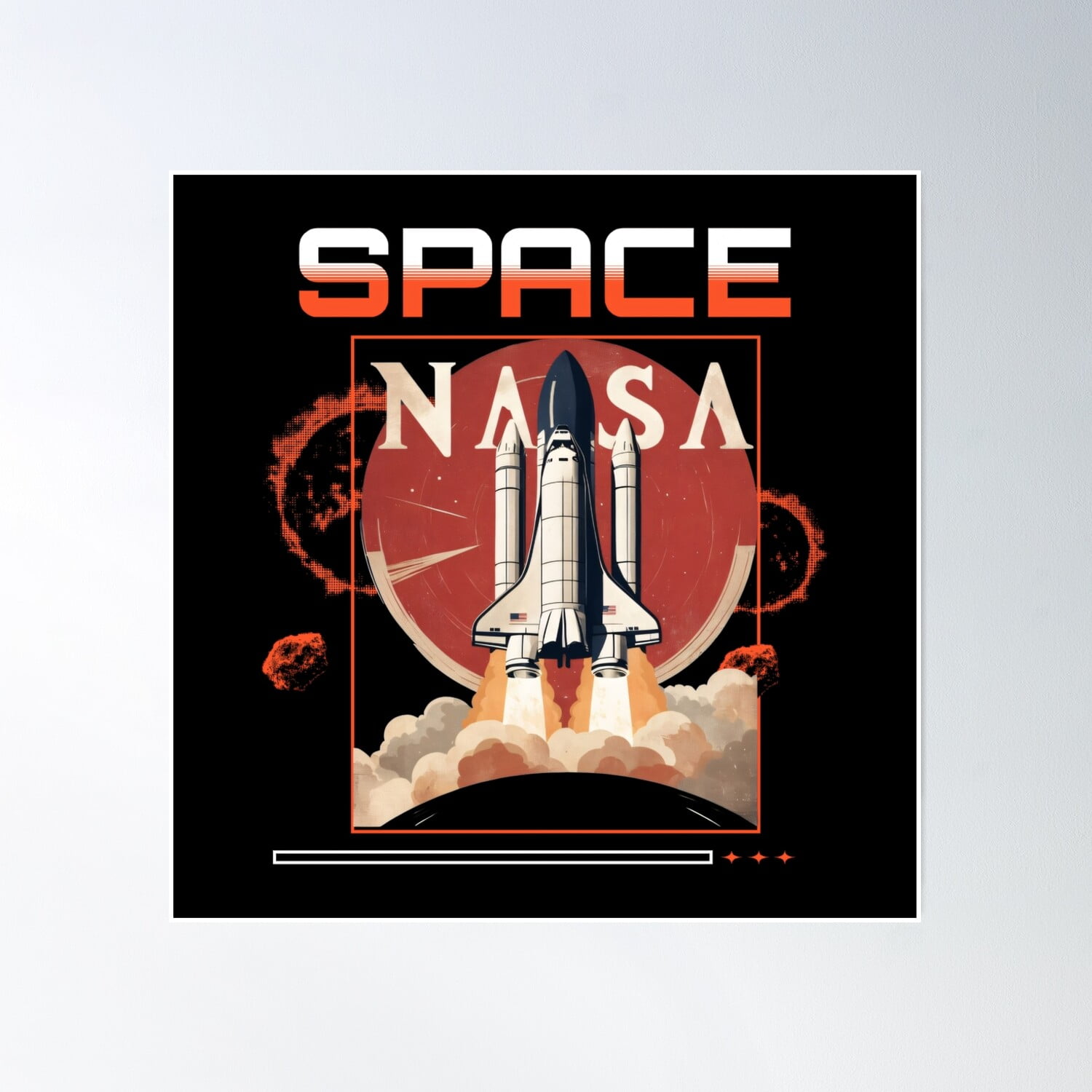 Nasa Space Shuttle Retro Launch Poster Wall Art, Modern Wall Decor ...