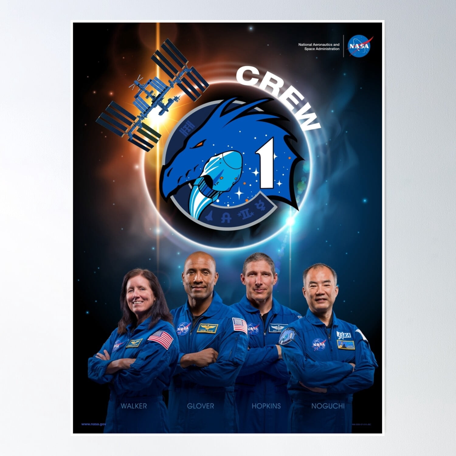 Nasa Spacex Crew-1 Mission Poster Poster Wall Art, Modern Wall Decor ...