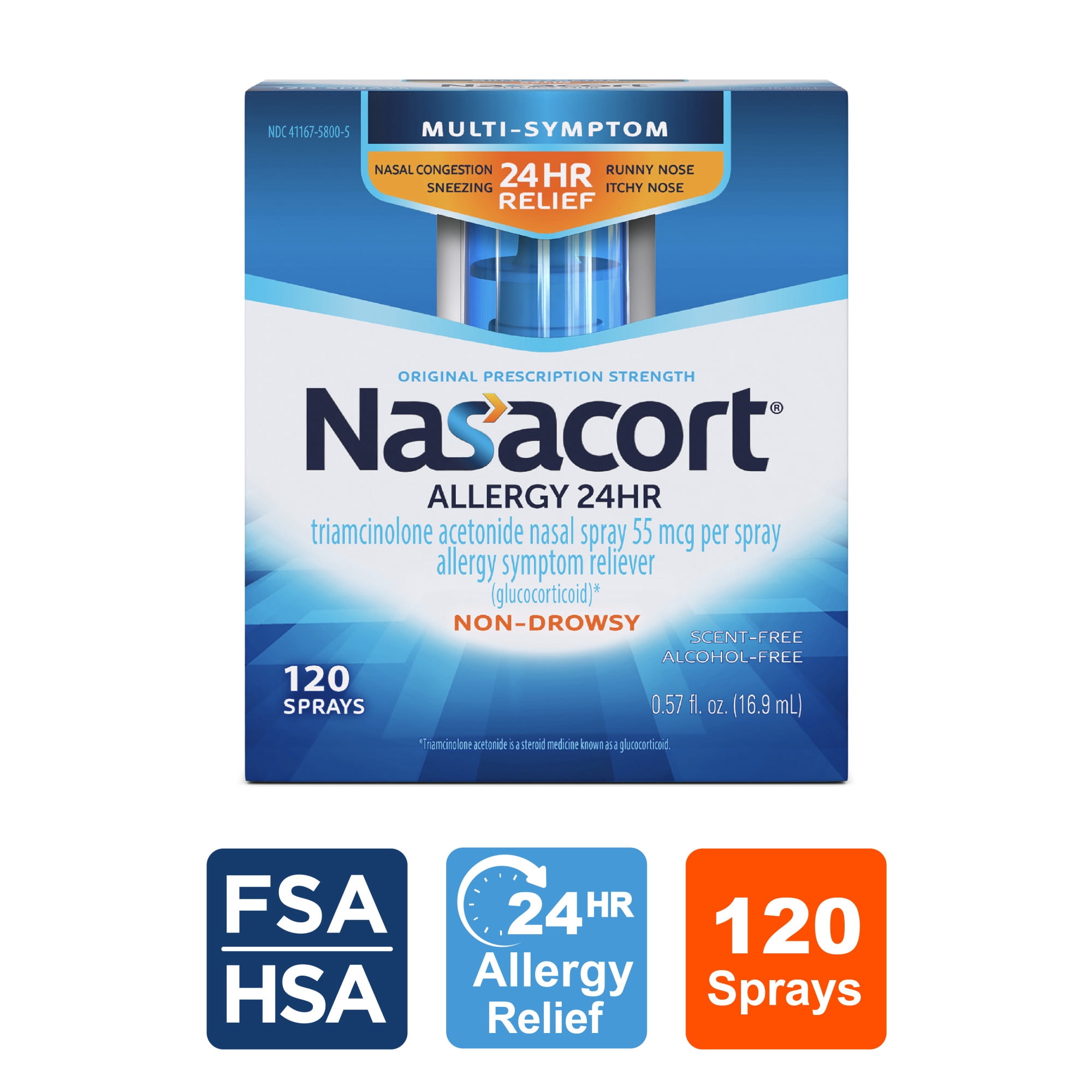 Nasacort 24HR Allergy Nasal Spray for Adults, Non-drowsy & Alcohol Free ...