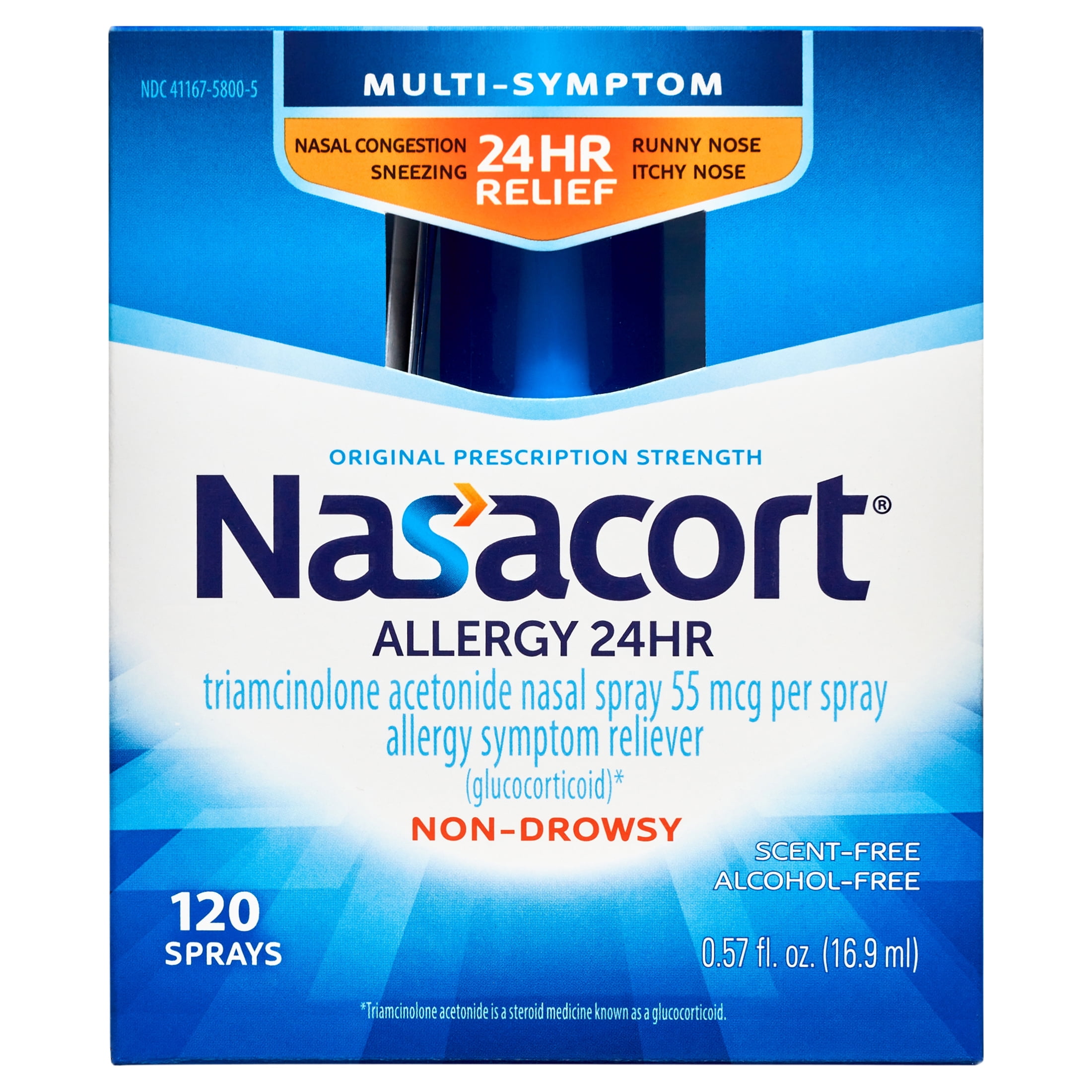 Nasacort 24 Hour Non-Drowsy Allergy Nasal Spray for Congestion Relief ...