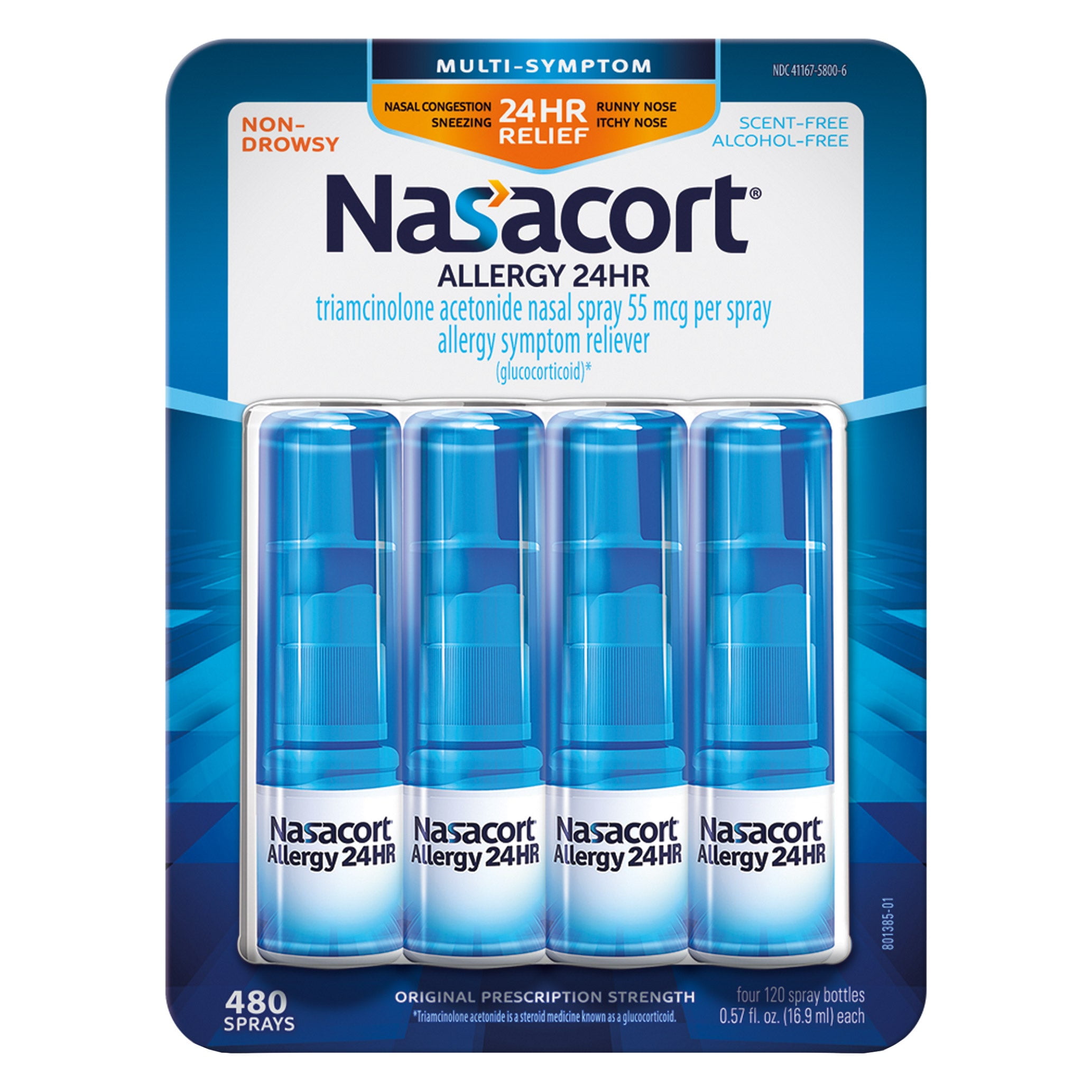 Nasacort Allergy 24Hr Non-Drip Nasal Spray 120 Sprays, 0.57 oz, 4 Pack ...