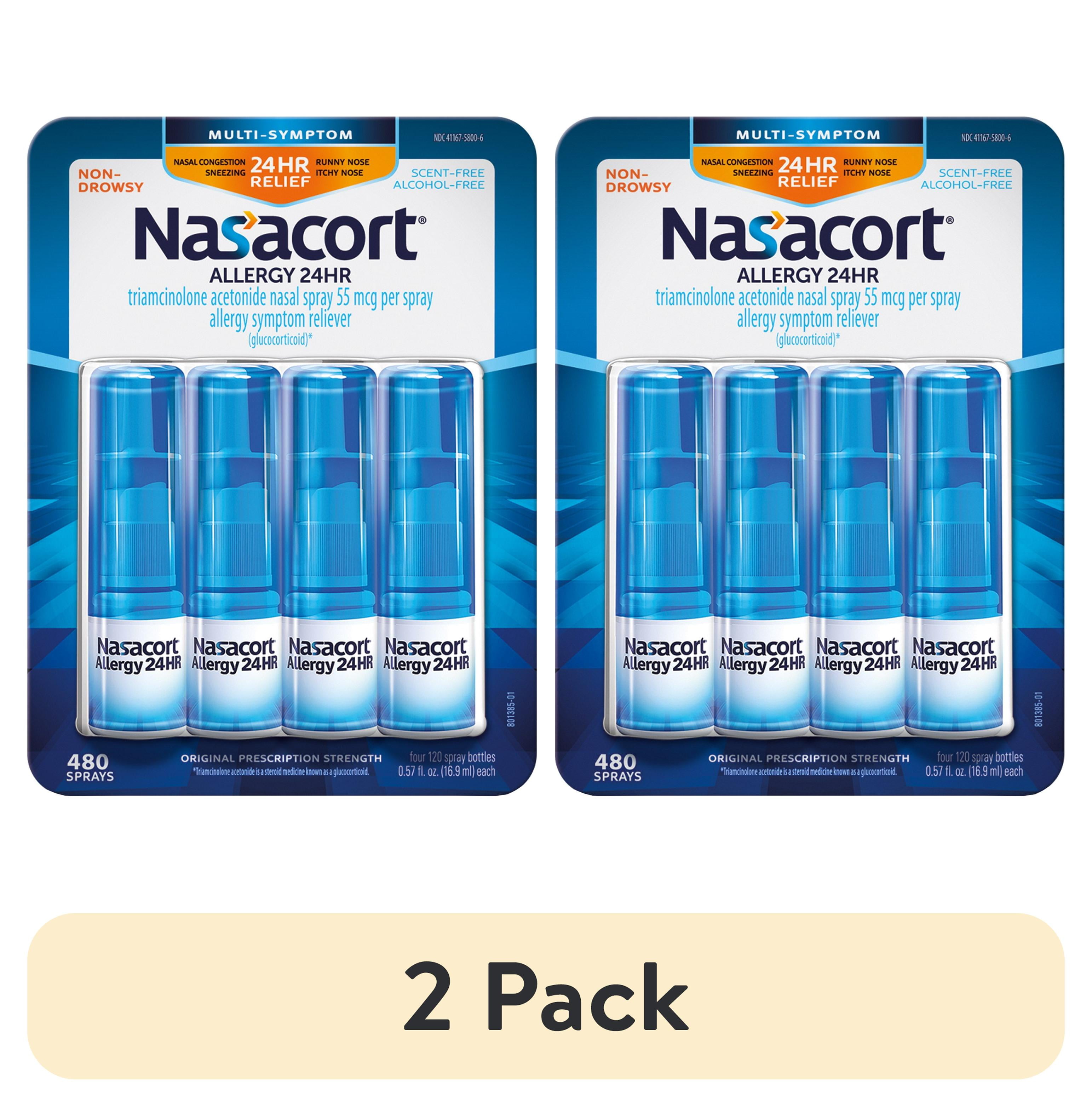 (2 pack) Nasacort Allergy 24Hr Non-Drip Nasal Spray 120 Sprays, 0.57 oz ...