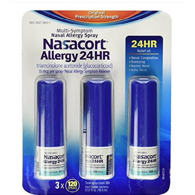 Nasacort Allergy 24hr Non-Drip Nasal Spray (120 Sprays, 3 pk ...