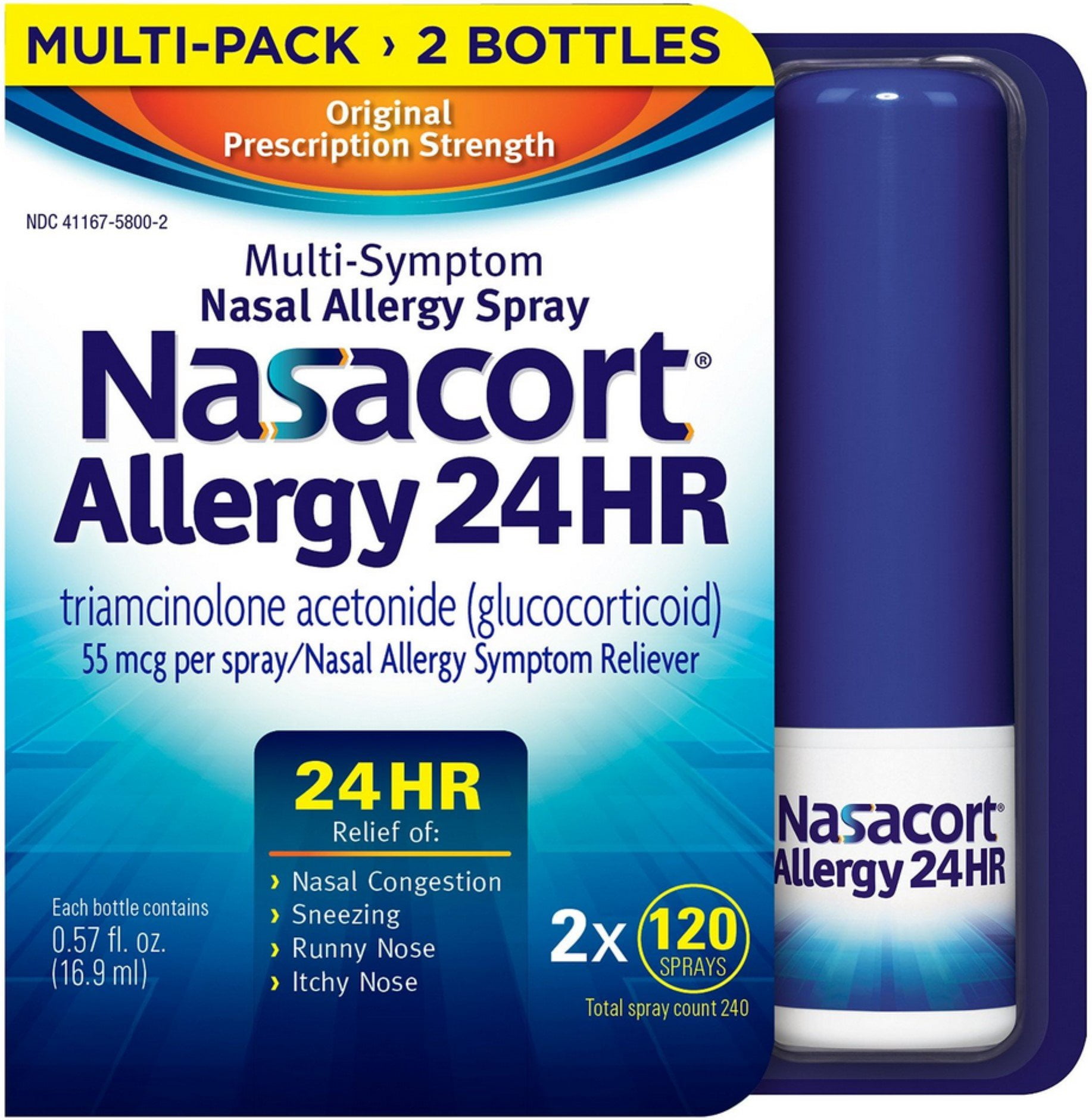 Nasacort Allergy 24Hr Steroid Nasal Spray, Fast Acting Sinus Relief ...