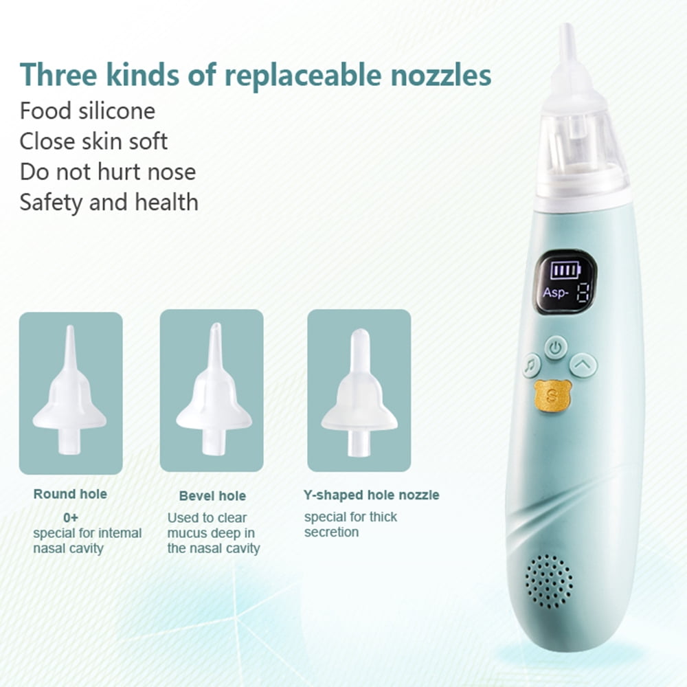 Nasal Aspirator,3 Suction Noise Built-in Nose Sucker Cleaner 3 Baby ...