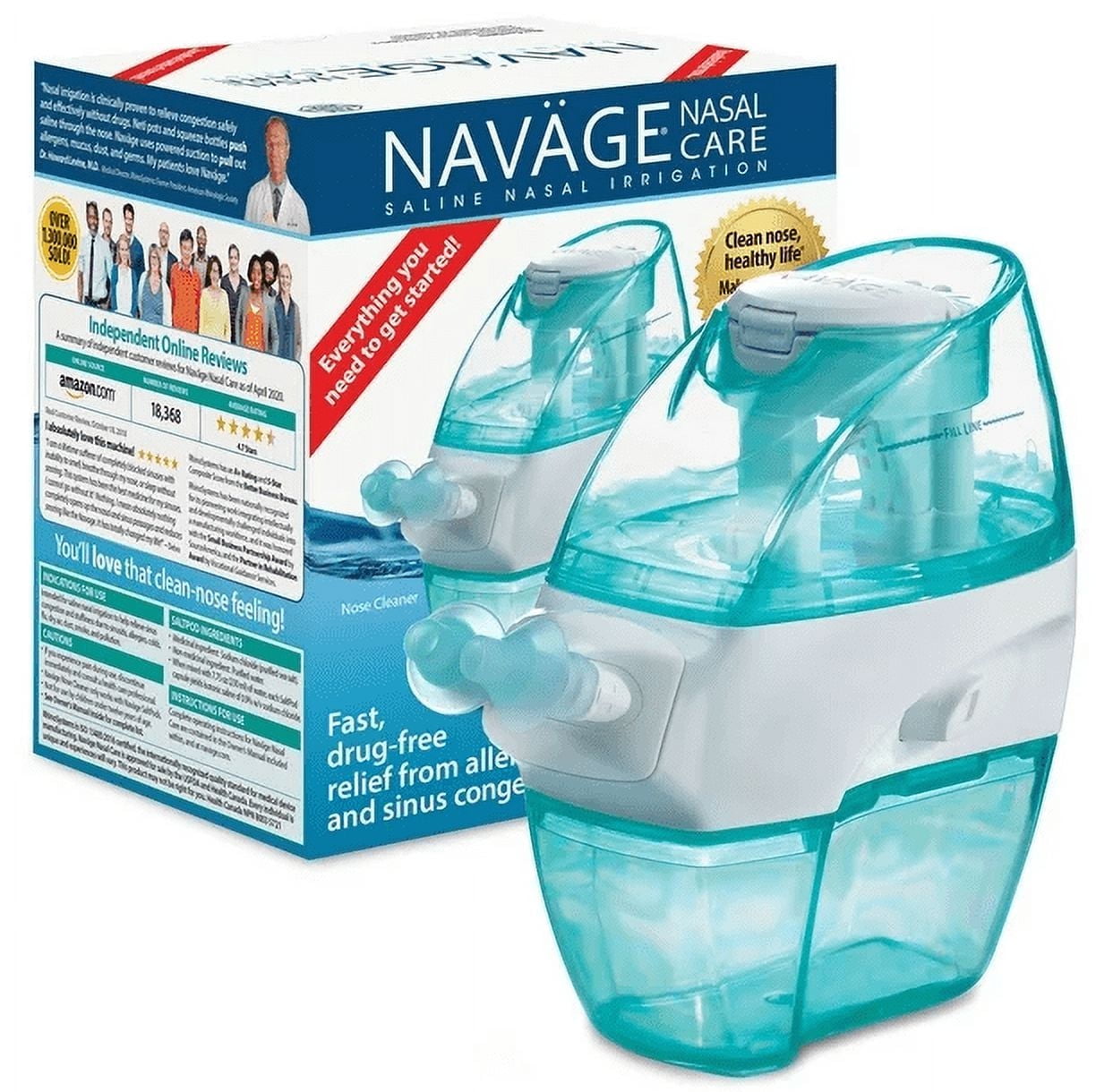 Nasal Care Starter Bundle: Nose Cleaner and 20 SaltPod Capsules ...