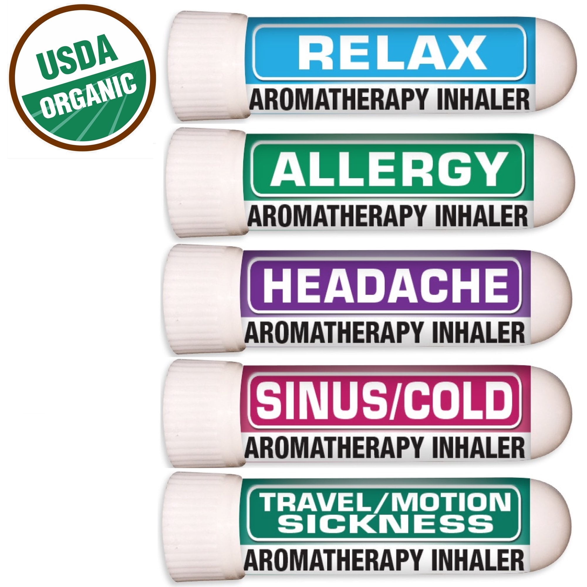 Nasal Inhaler Aromatherapy Gift Set of 5 - USDA Organic - Relax ...
