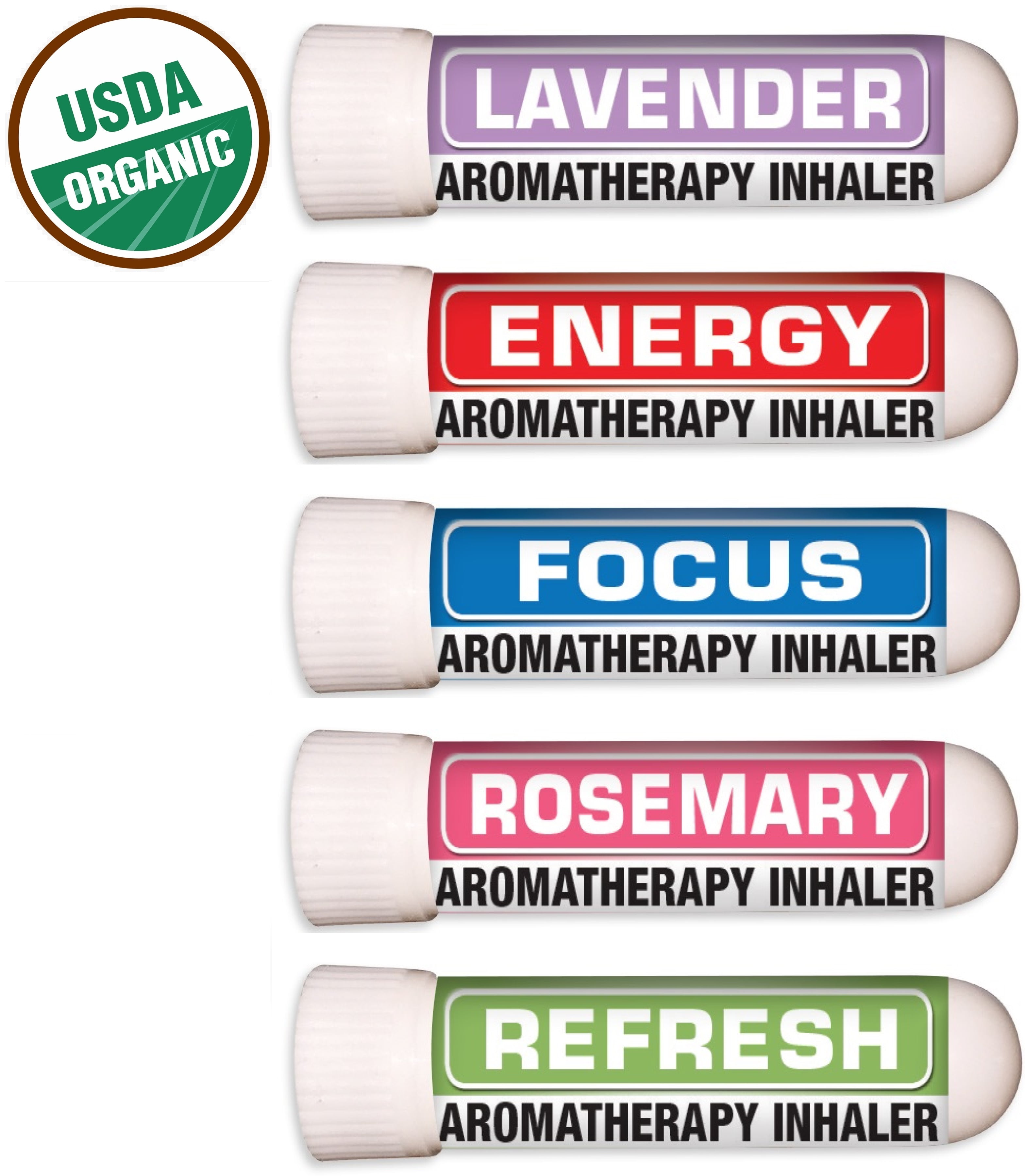 Nasal Inhaler Aromatherapy Gift Set of 5 Organic Lavender, Rosemary ...