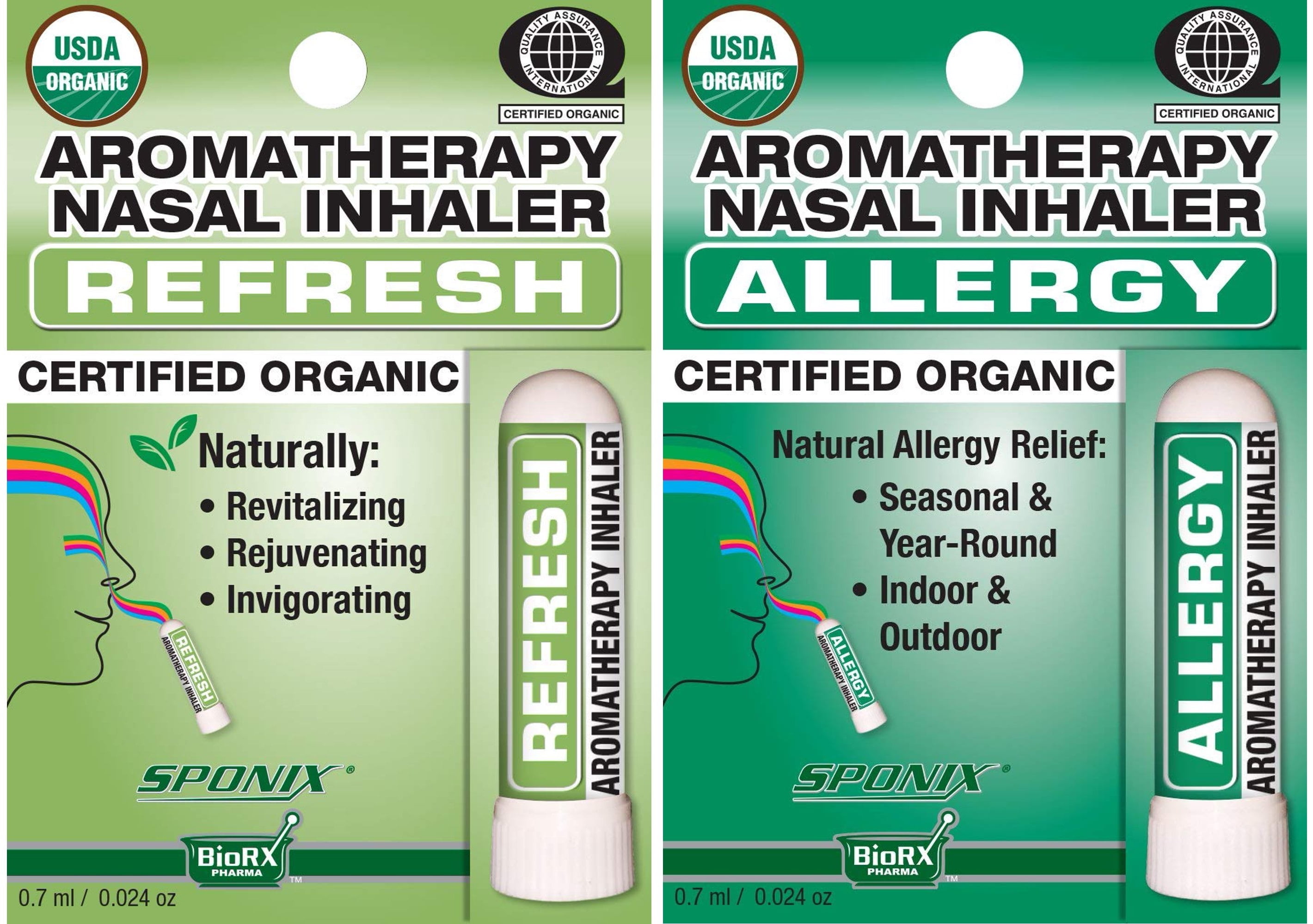 Nasal Inhaler Set of 2 - Refresh and Allergy - USDA Organic ...