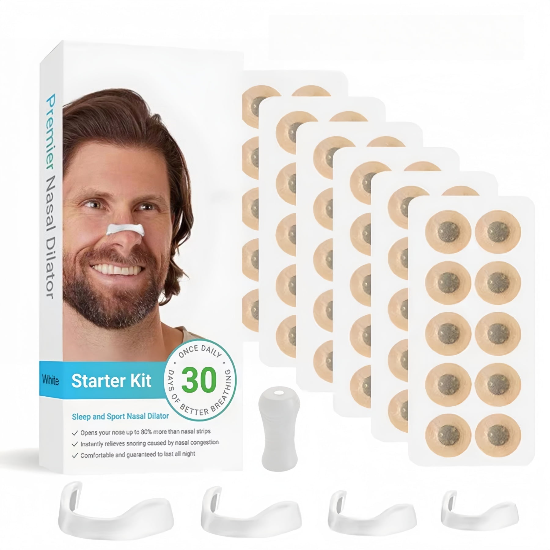 Nasal Strip Starter Kit (30 Count,White) - Boost Oxygen, Reduce Snoring ...