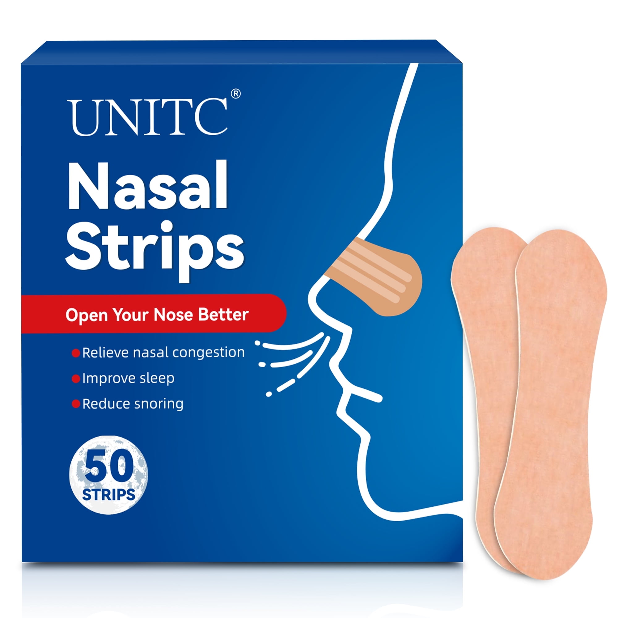Unitc Extra Strength Nasal Strips, 50 Count, Triple Elastic Support ...