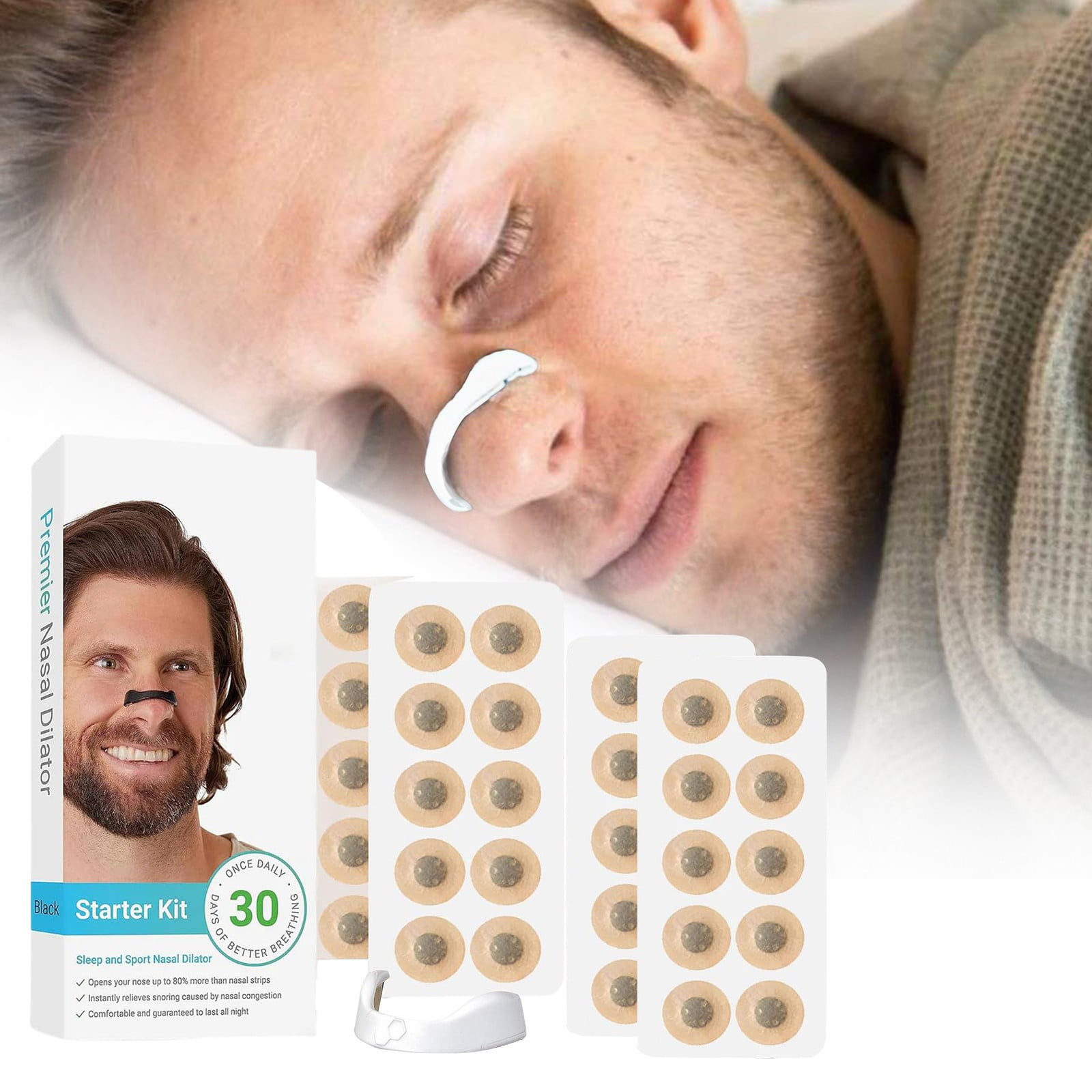 Nasal Strips for Snoring Breathing Nasal Strip Starter Kit (60 Count ...