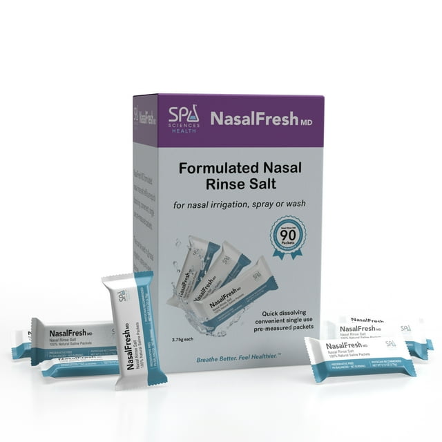 NasalFresh MD Formulated Nasal Rinse Salt Powder - 90 Count Refill ...