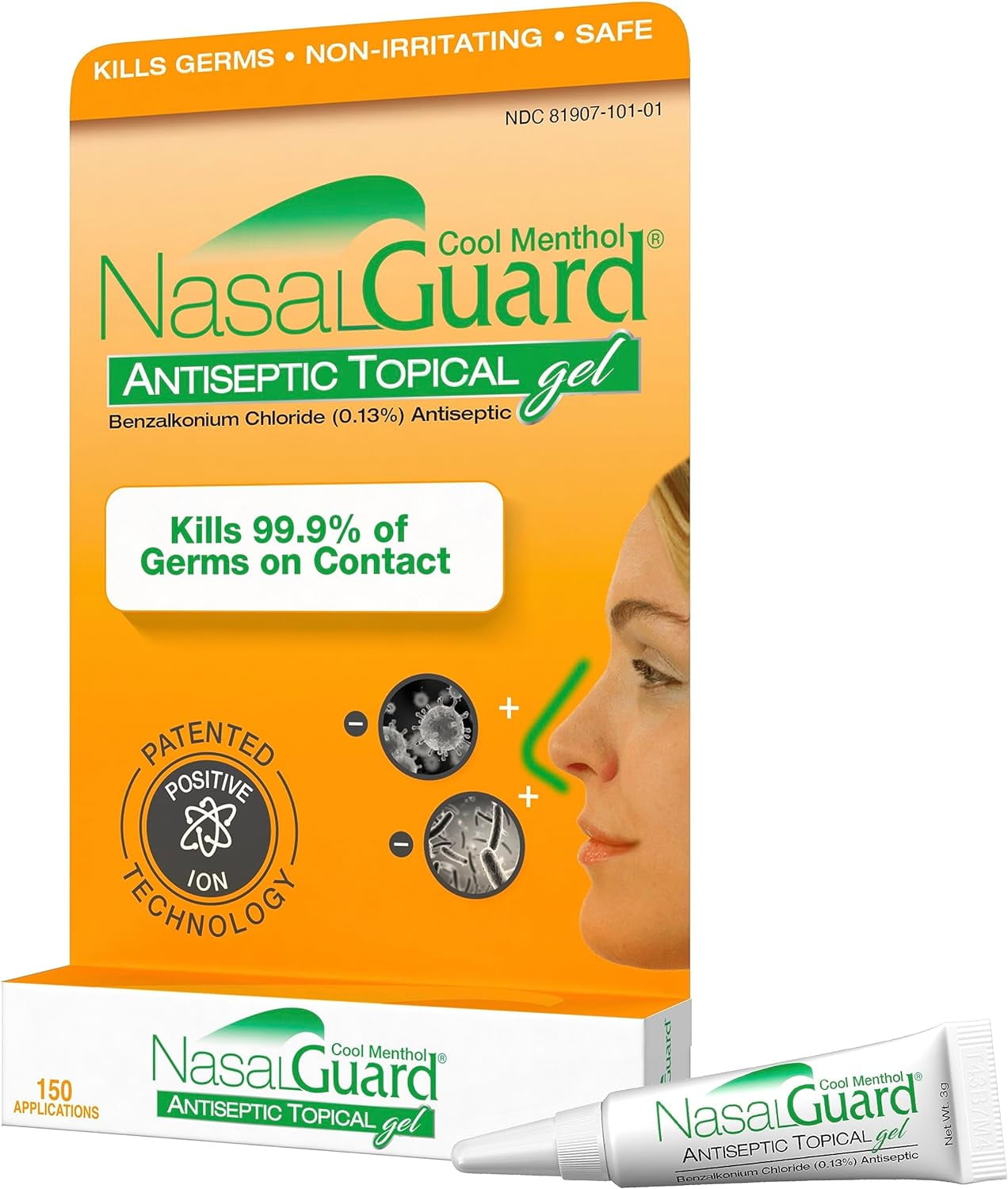 NasalGuard Antiseptic Gel - Blocks & Kills 99.9% of Germs - Cool ...