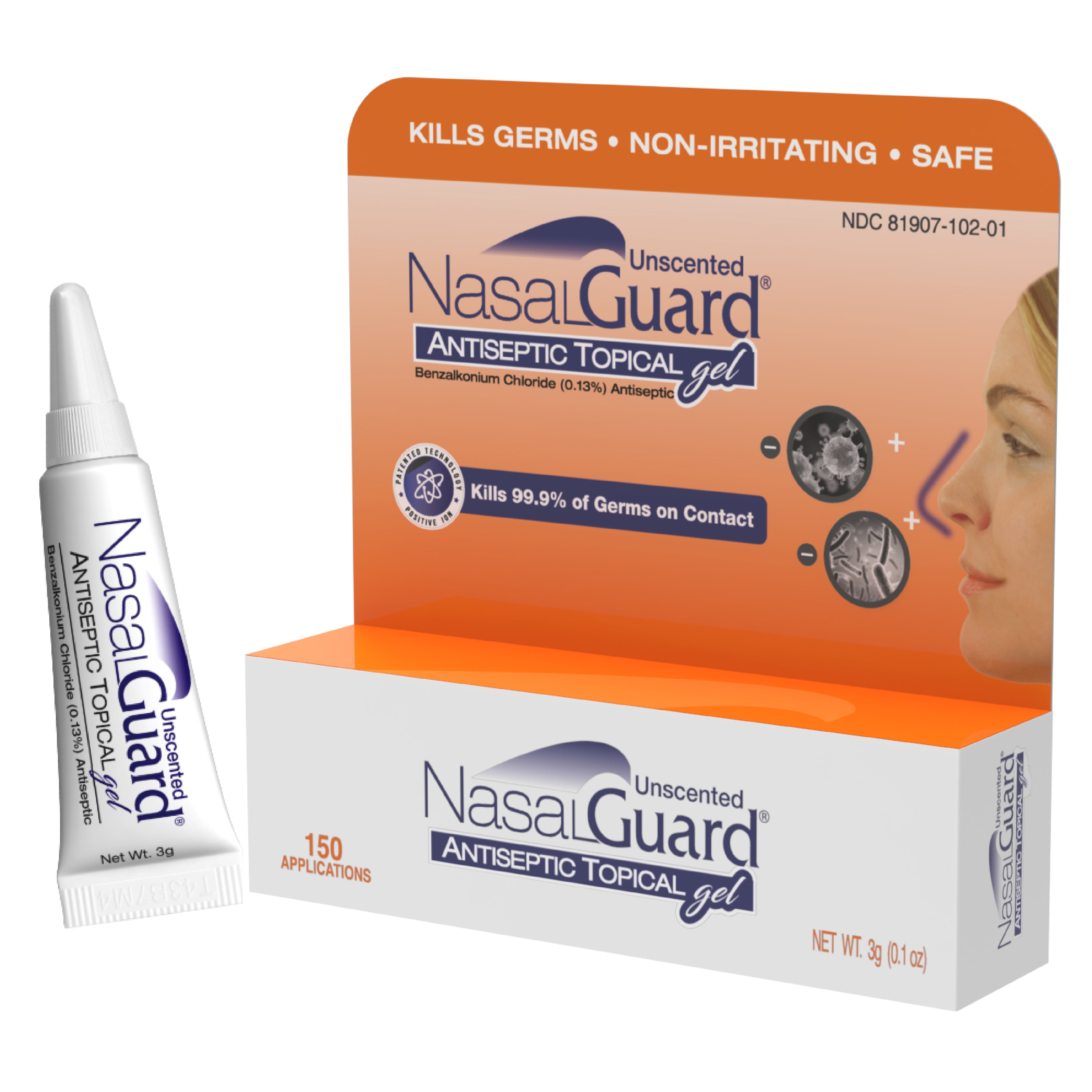 NasalGuard Antiseptic Topical Gel - Kills 99.9% of Germs - Patented ...