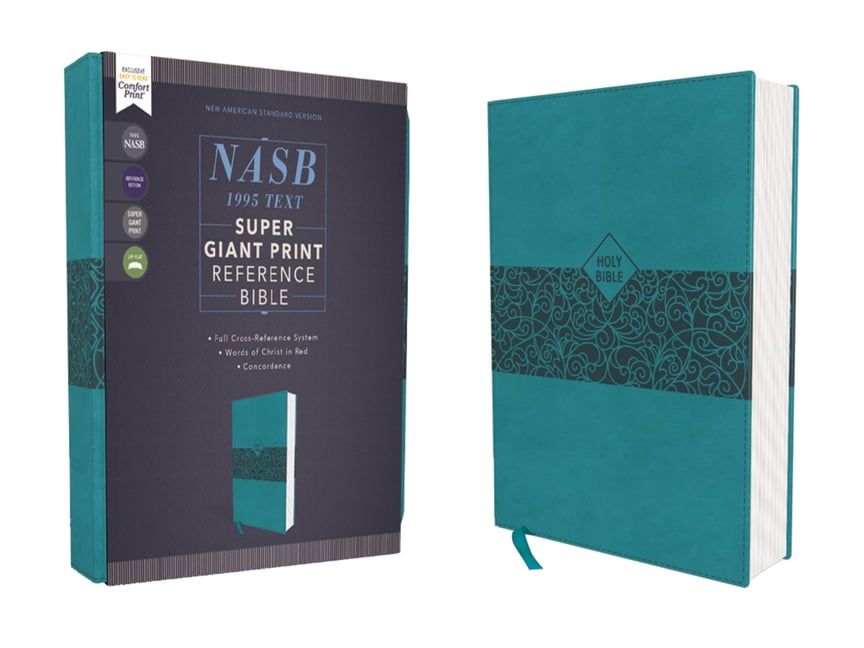 Nasb, Super Giant Print Reference Bible, Leathersoft, Teal, Red Letter ...