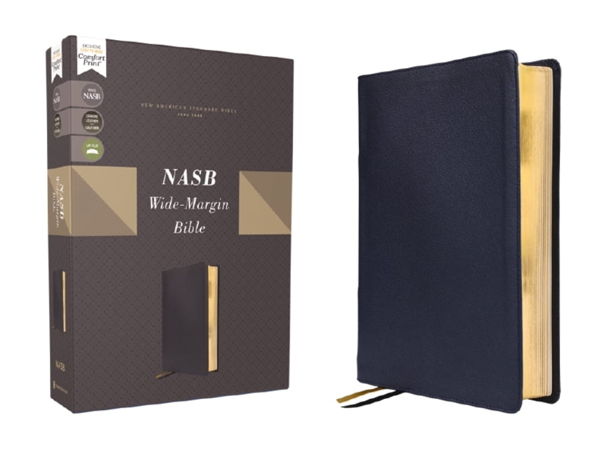 Nasb, Wide Margin Bible, Genuine Leather, Calfskin, Navy, Red Letter ...