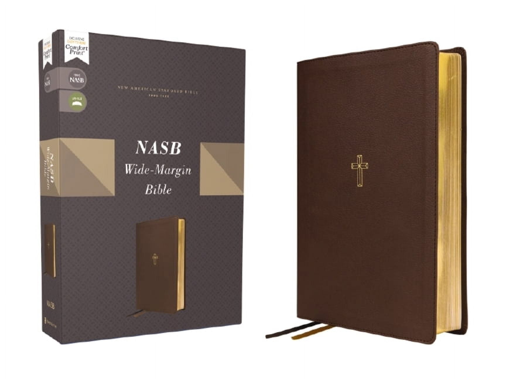Nasb, Wide Margin Bible, Leathersoft, Brown, Red Letter, 1995 Text ...
